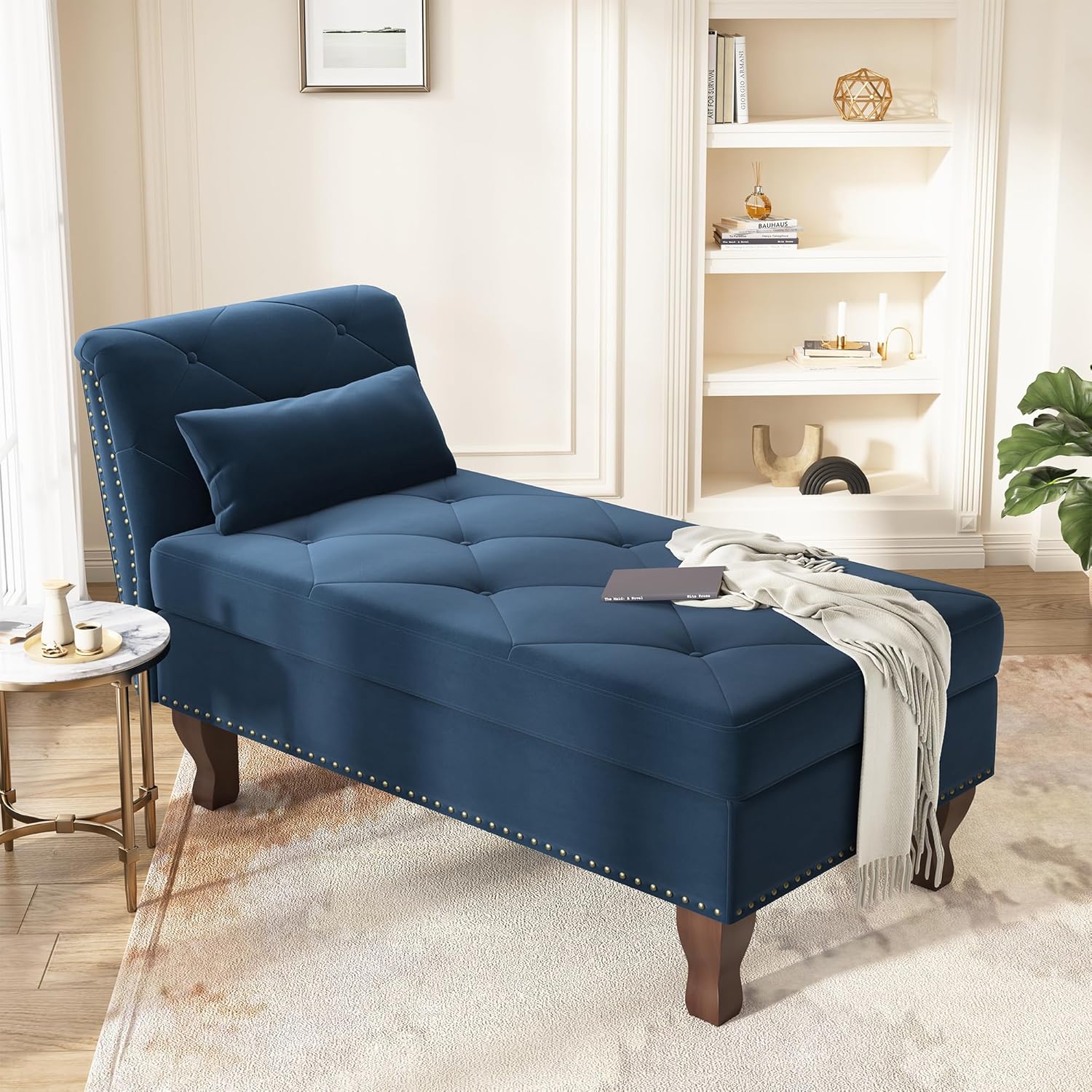 Brandclub - HONBAY Indoor Chaise Chair Velvet Indoor Chaise Lounger ...