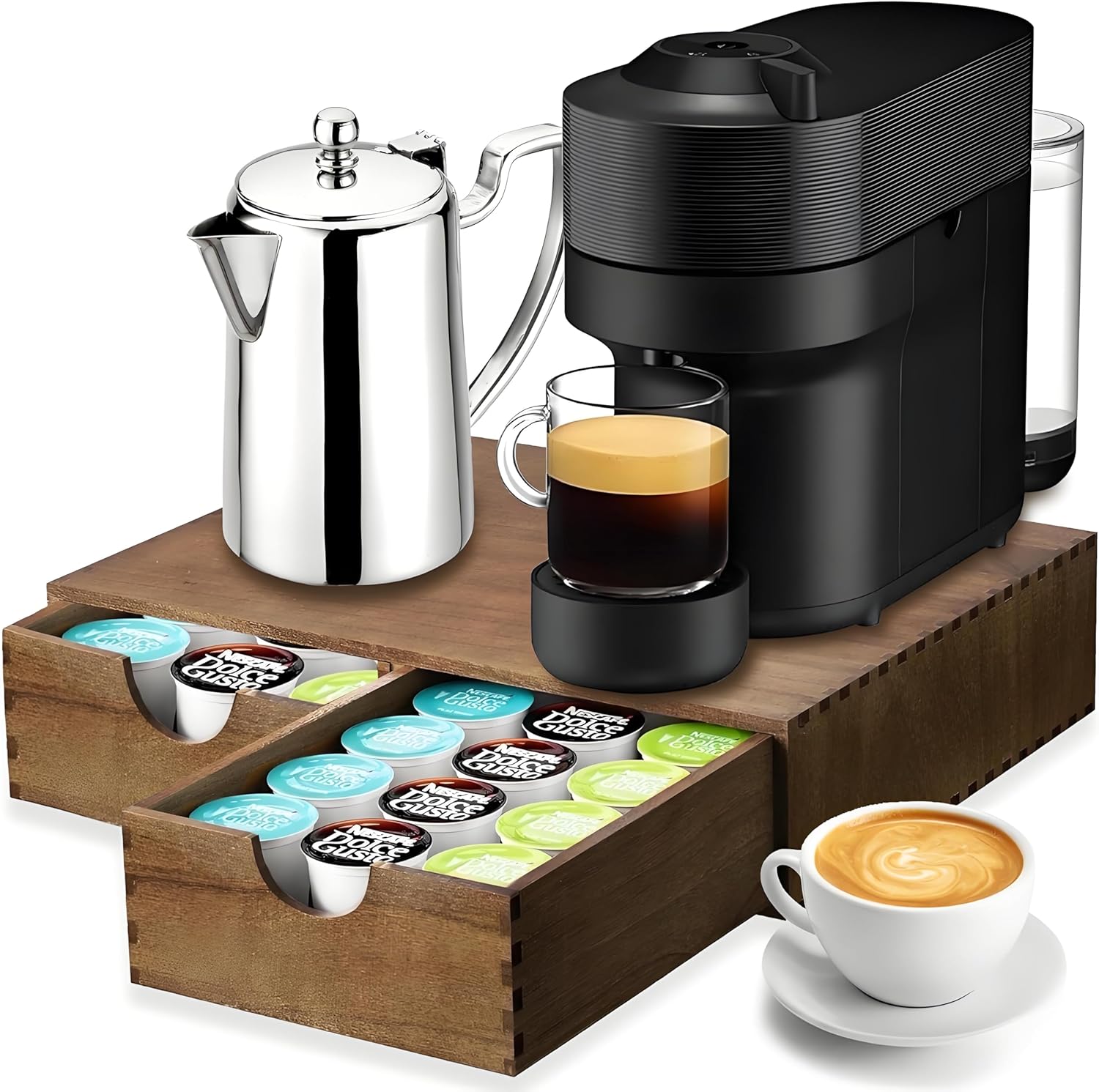 Amazon.com: Wood Coffee Pod Storage Box, Coffee Pods and Tea Organizer ...