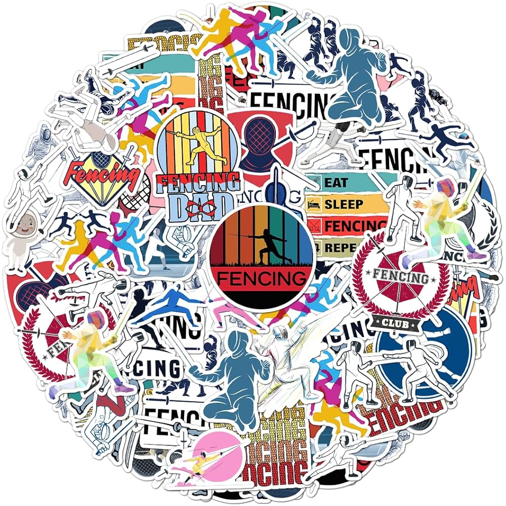 $1/mo - Finance 50 Pack Pcs Fencing Stickers for Water Bottles ...