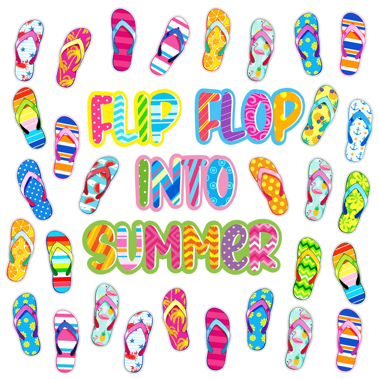 Snapklik.com : 72 Pcs Summer Bulletin Board Set Flip Flop Accents ...