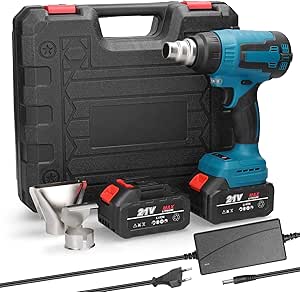 Weytoll Heißluftpistole 21V, Akku Schnurloses Heißluftgebläse, 2 * 21V 1300mAh Akku, Mit LED ...