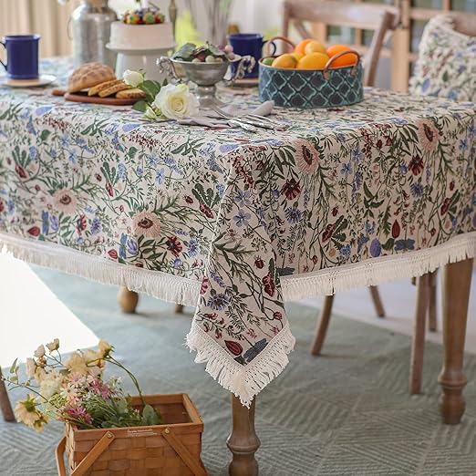 Amazon.com: SUTAVIA French Floral Tablecloth Hand-Made Cotton Fabric ...