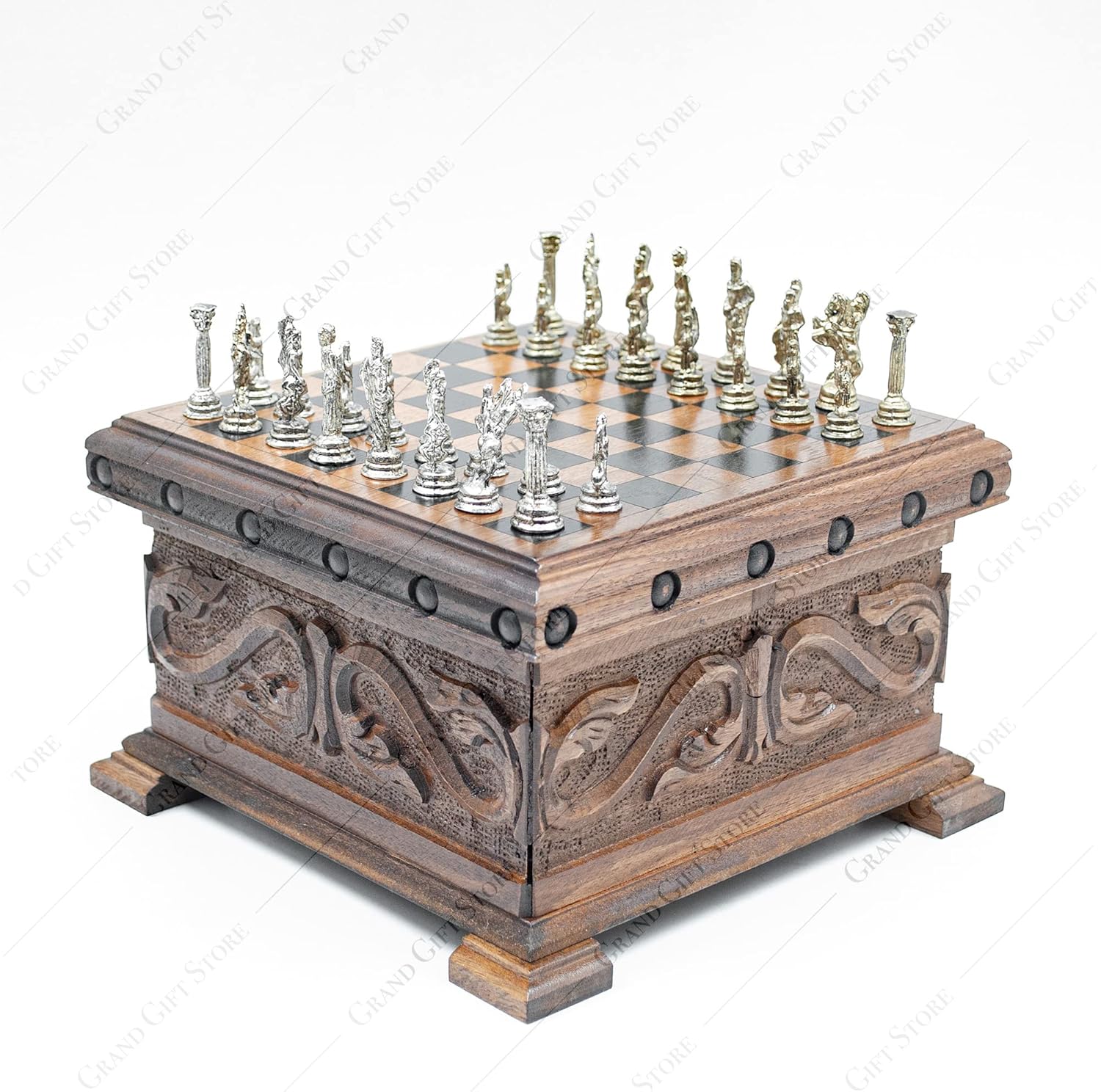 Amazon.com: Unique Designed Wooden Handmade Chess Set with Hidden Key ...