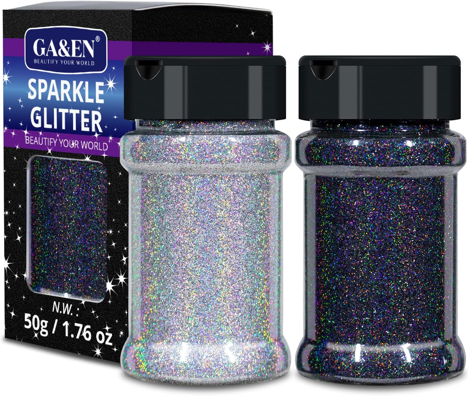 Amazon.com: Holographic Ultra Fine Glitter 50g Silver+50g Black Fine ...