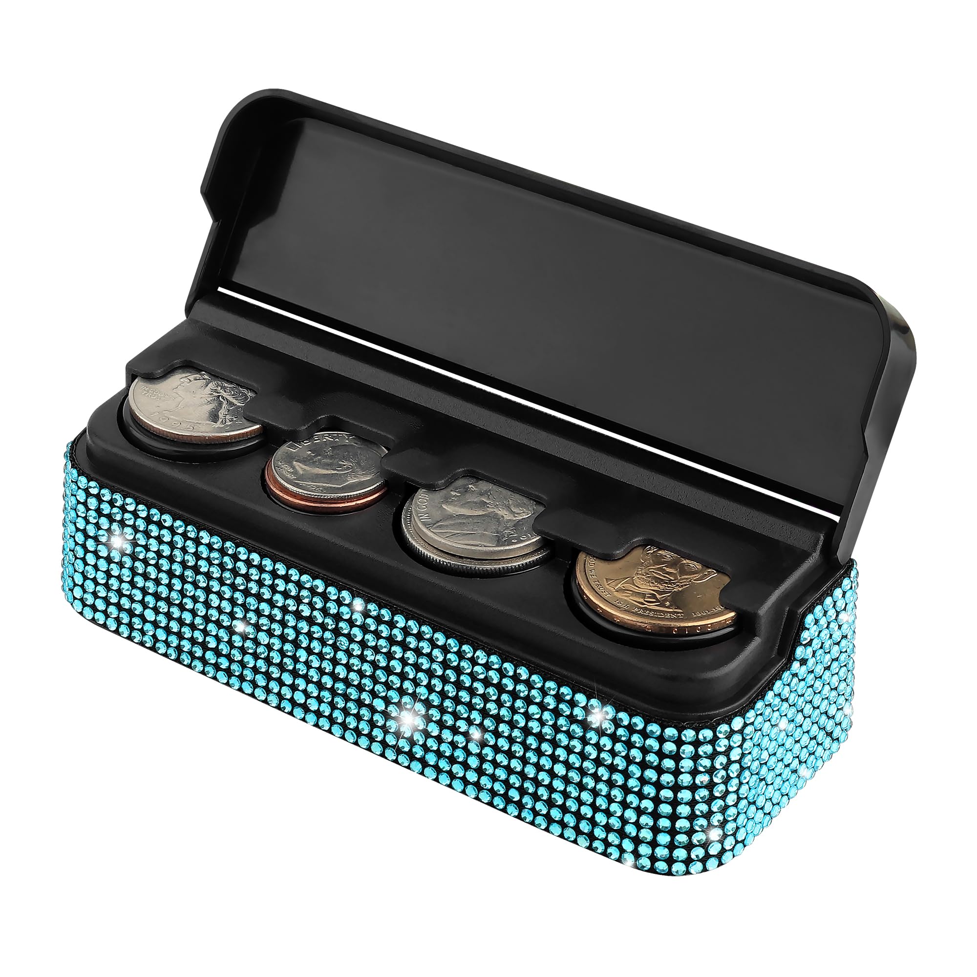Amazon.com: carleef Bling Coin Holder for Car,4 Compartment Car ...