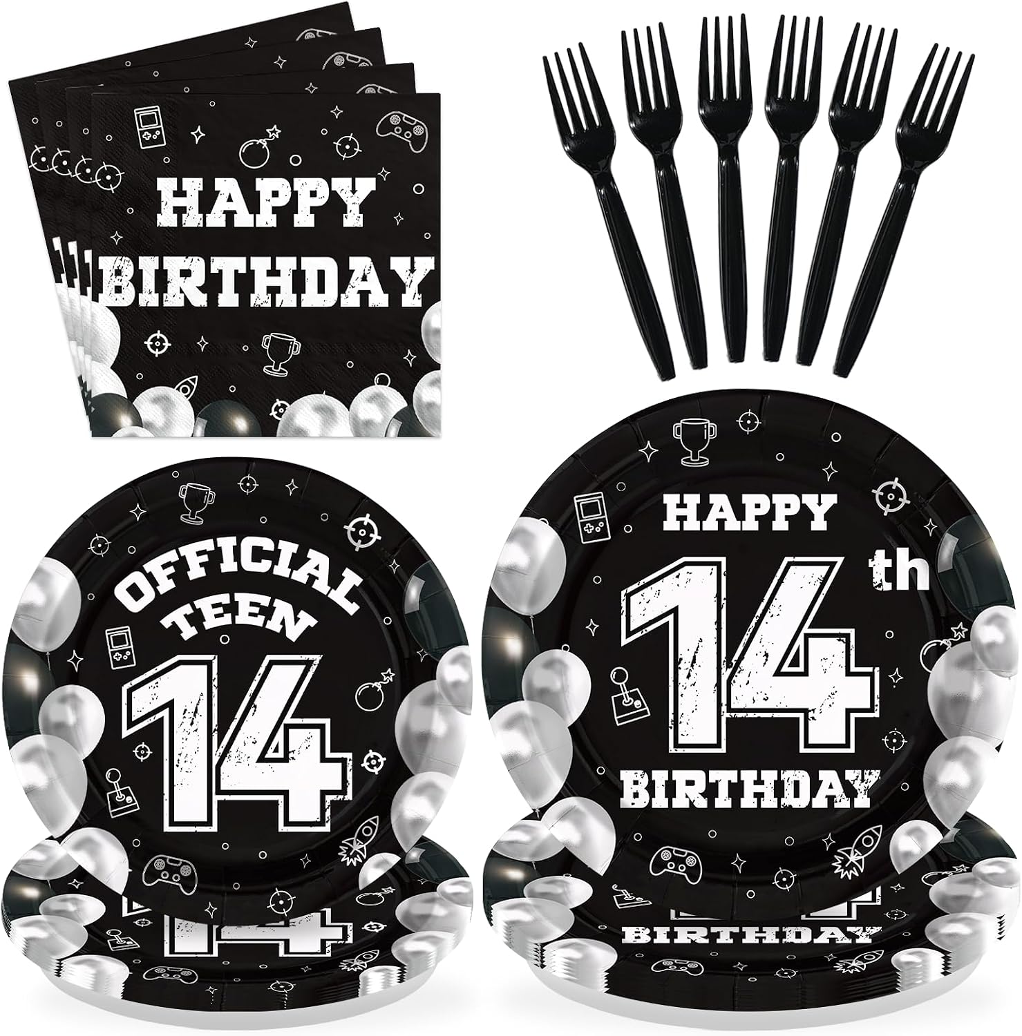 Amazon.com: Greencian 96 Pcs 14th Birthday Decorations for Boys Girls ...