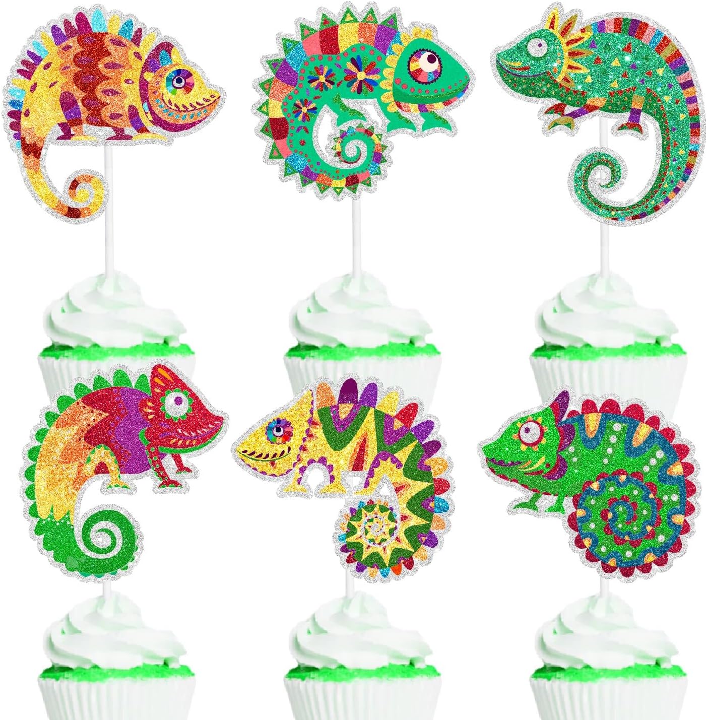 Amazon.com: Reptile Cupcake Toppers Set of 18 Lizard Themed Happy ...