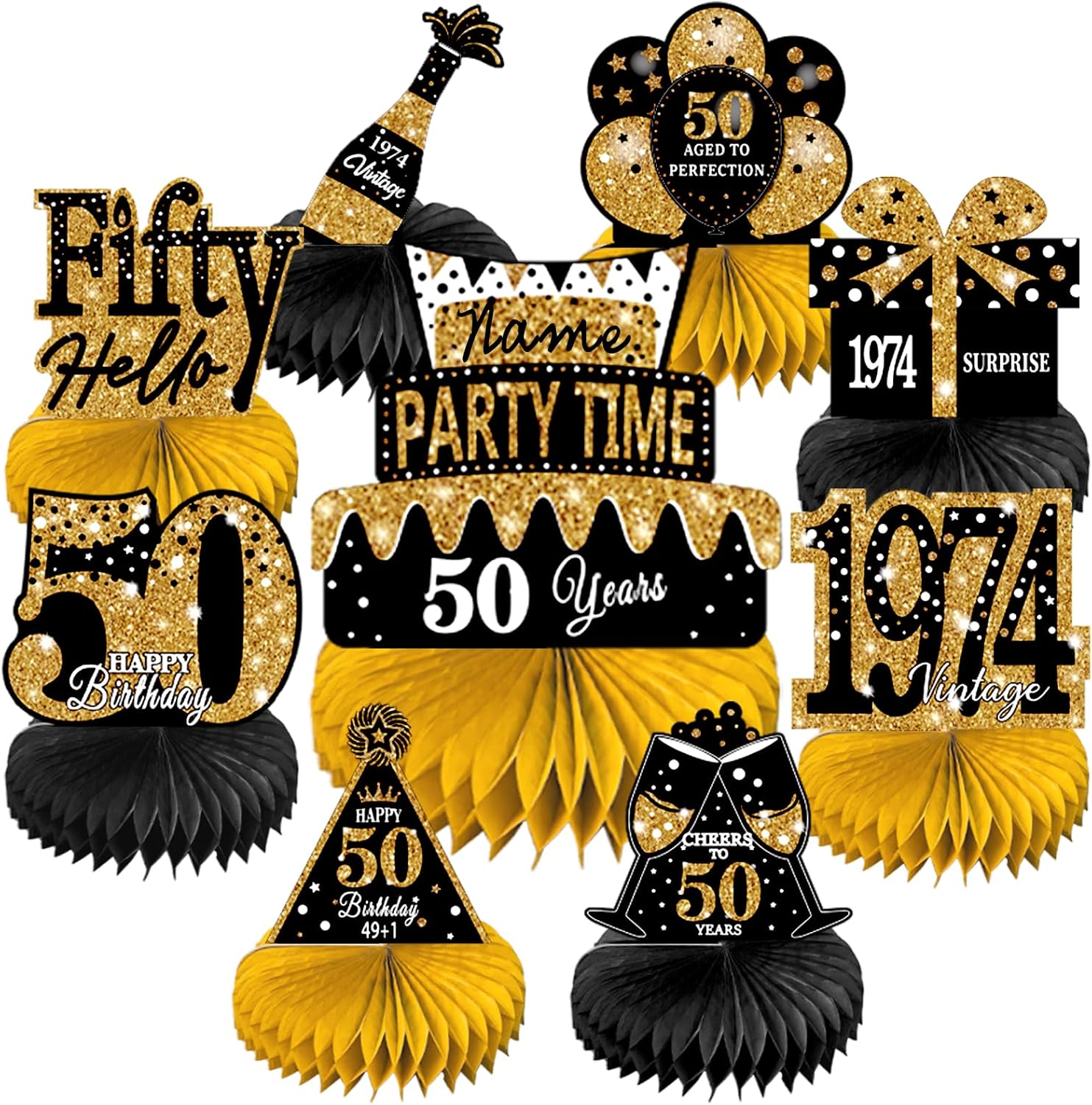 Amazon.com: LINAYE 50th Birthday Decorations for Men Women, Black and ...