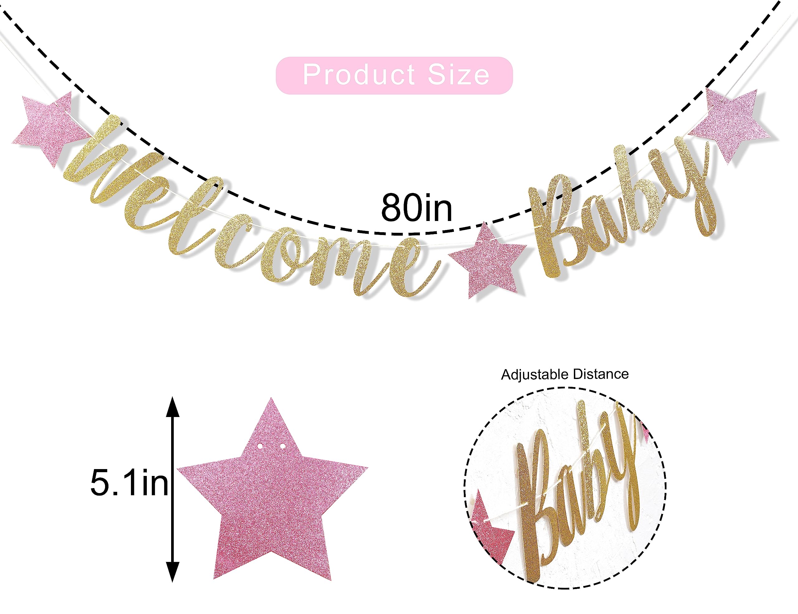 Welcome Little One Banner Available In Gold Glitter Or Silver