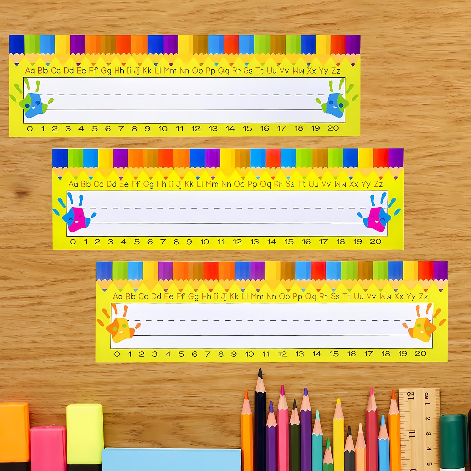 30 Pcs Desk Nameplates Alphabet-Number Line Name Plates Desk Name Tags ...