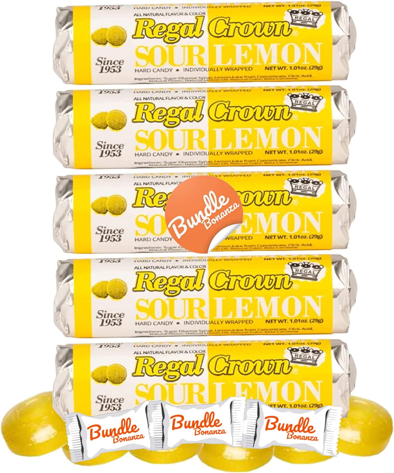 Amazon.com : Regal Crown Sour LEMON Candy Rolls (5 Pack) W/Bundle ...