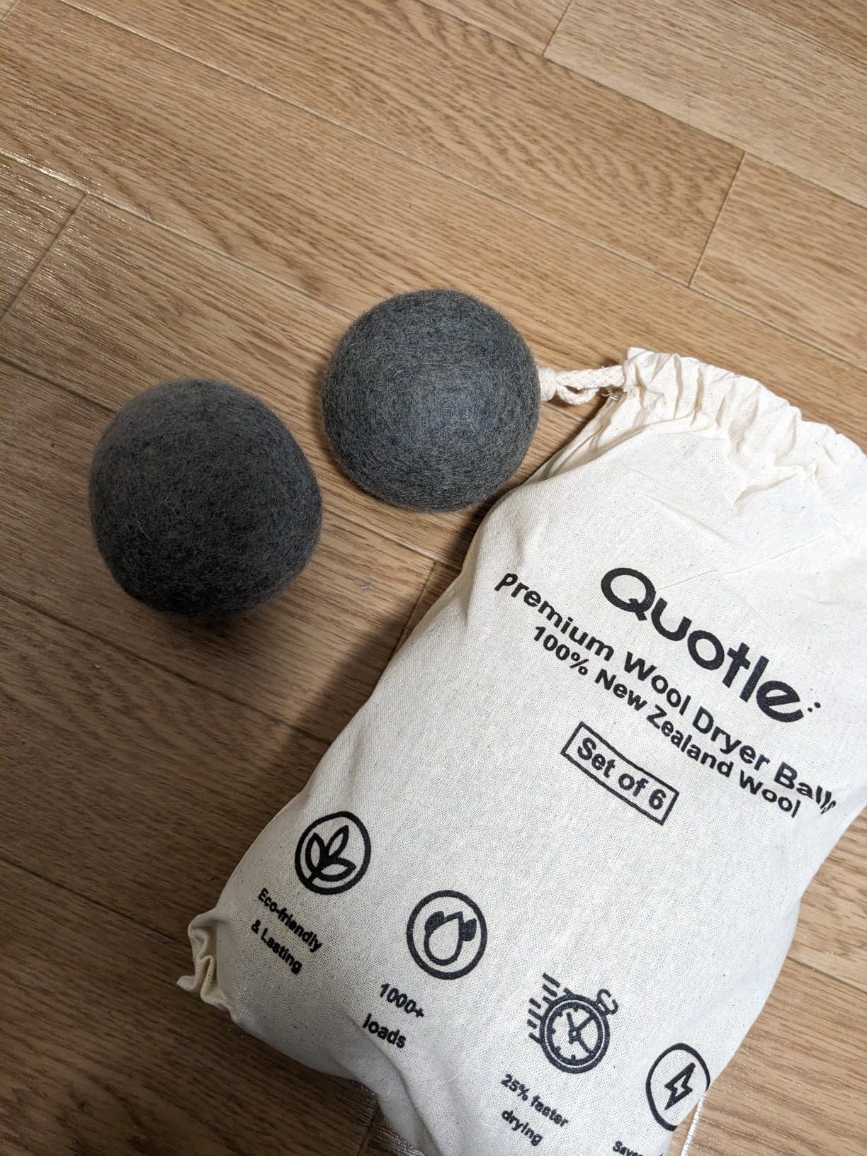 Amazon.co.jp: Quotle（コットル）[汚れが目立たないグレー] ふわころん ドライヤーボール 6個入 ニュージーランド産ウール ...