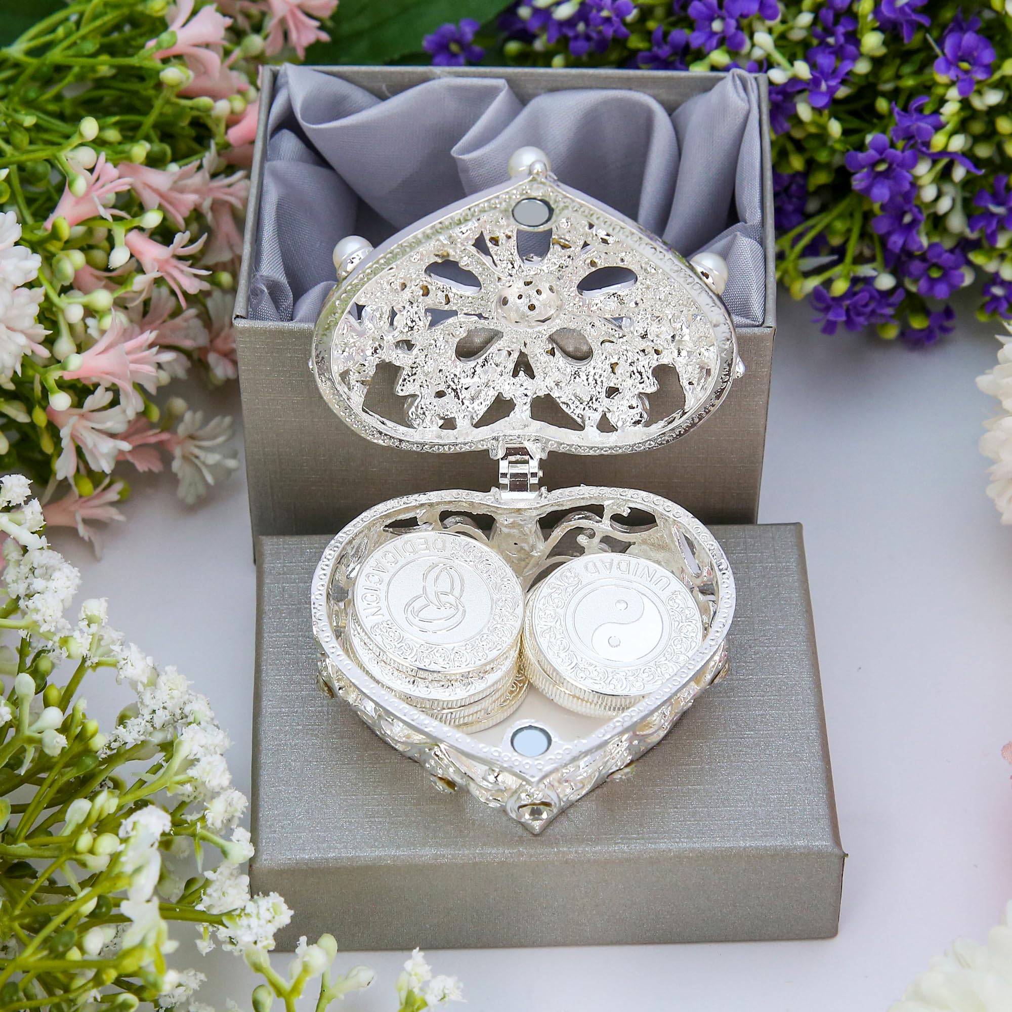 Glass Box Arras Set Catholic Wedding Arras Set – 13 Coins With Tray ...