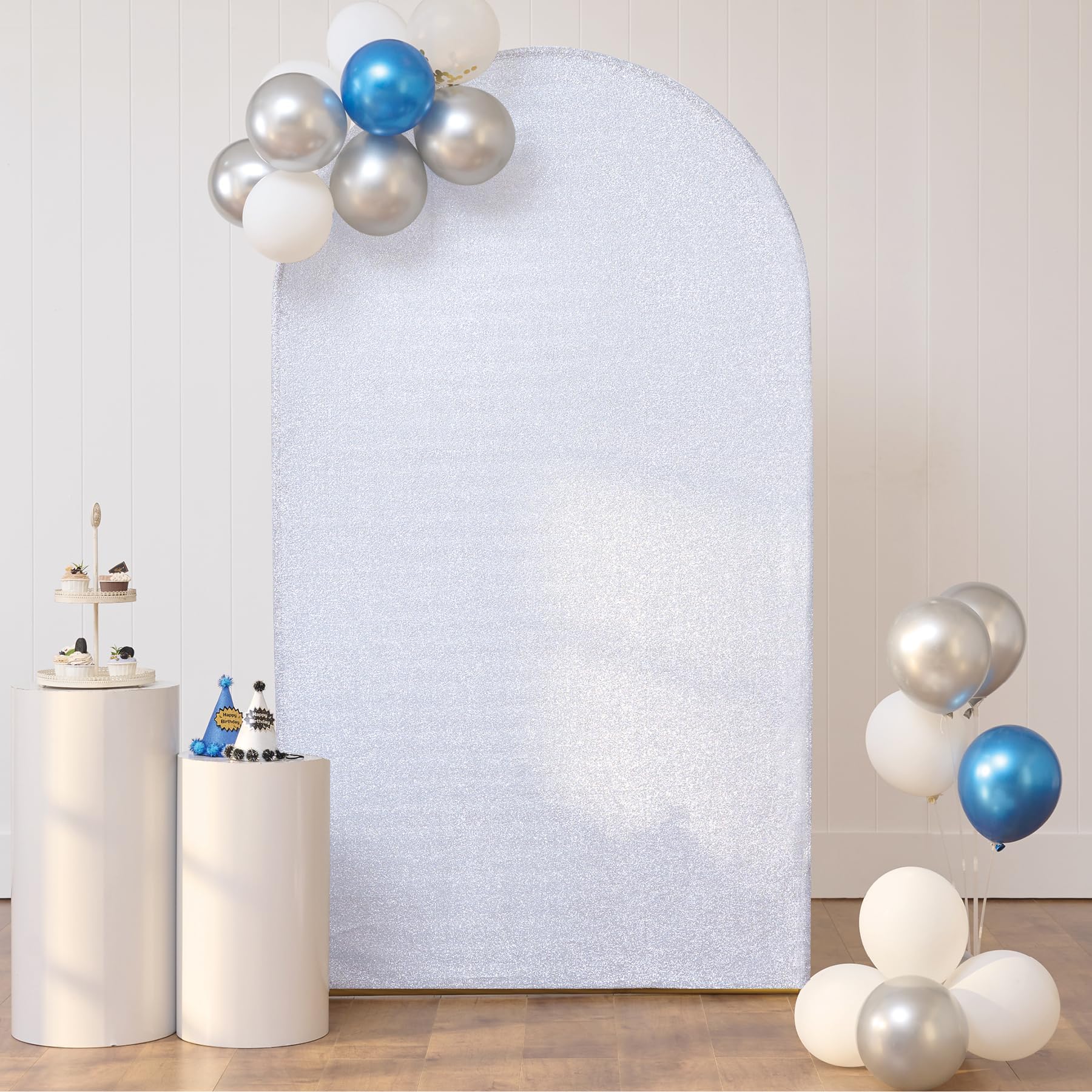 Amazon.com : Silver Sequin Arch Backdrop Cover：7.2FT Balloon Arch Cover ...