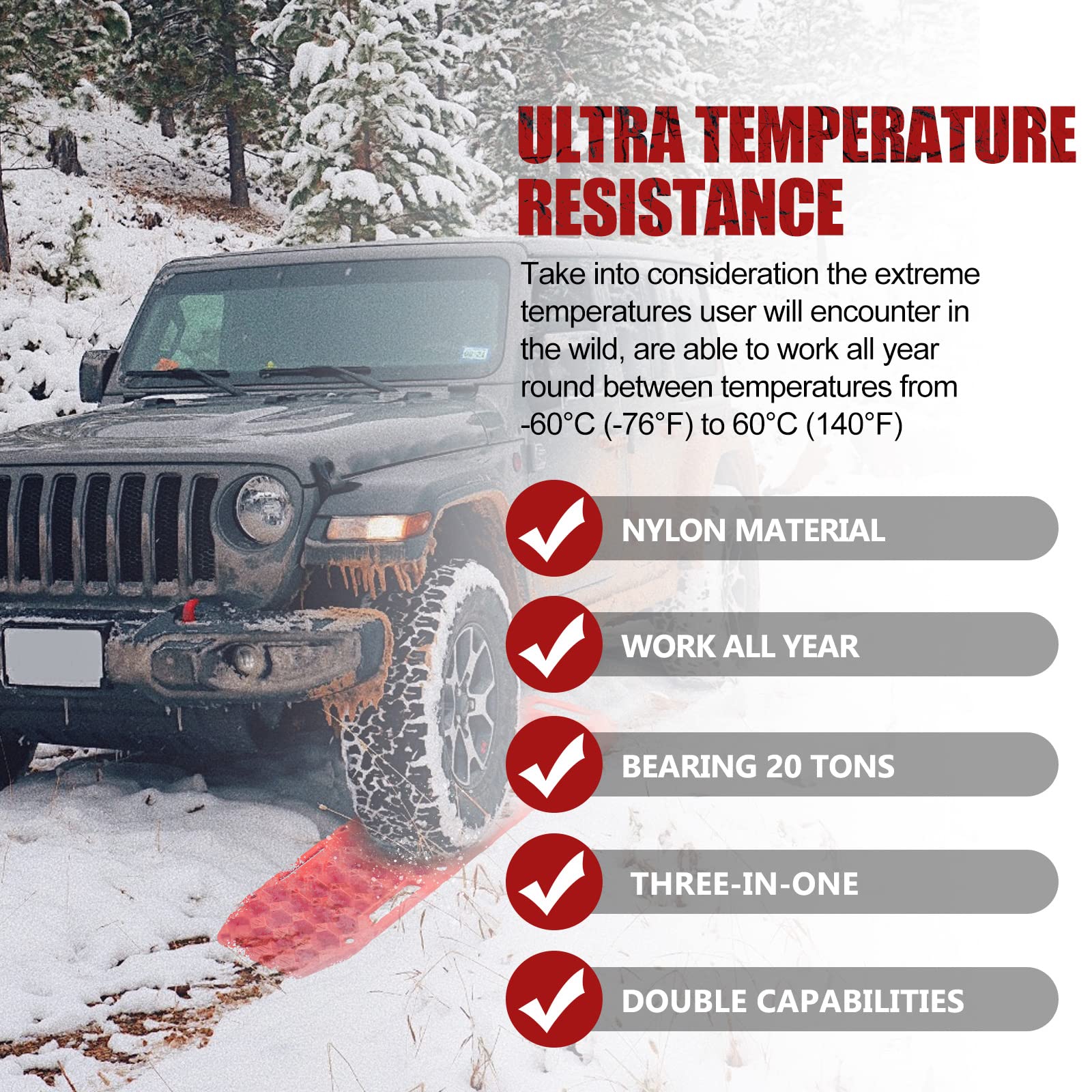 BUNKER INDUST Off-Road Traction Boards with Jack Lift Base,2 Pcs ...