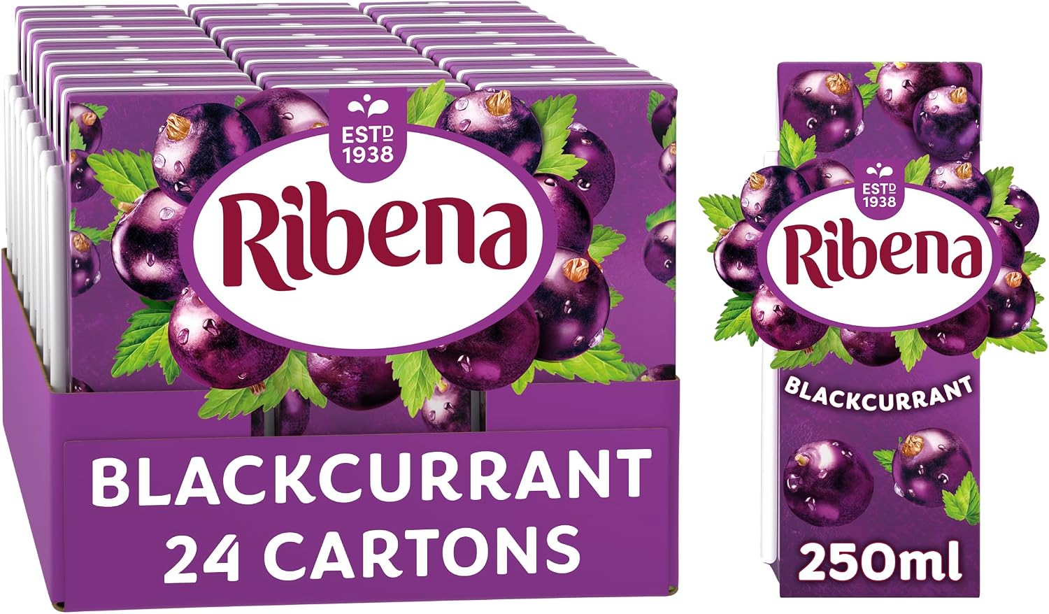 Ribena Blackcurrant Juice Drink Cartons - Multipack 24x250ml | Real ...