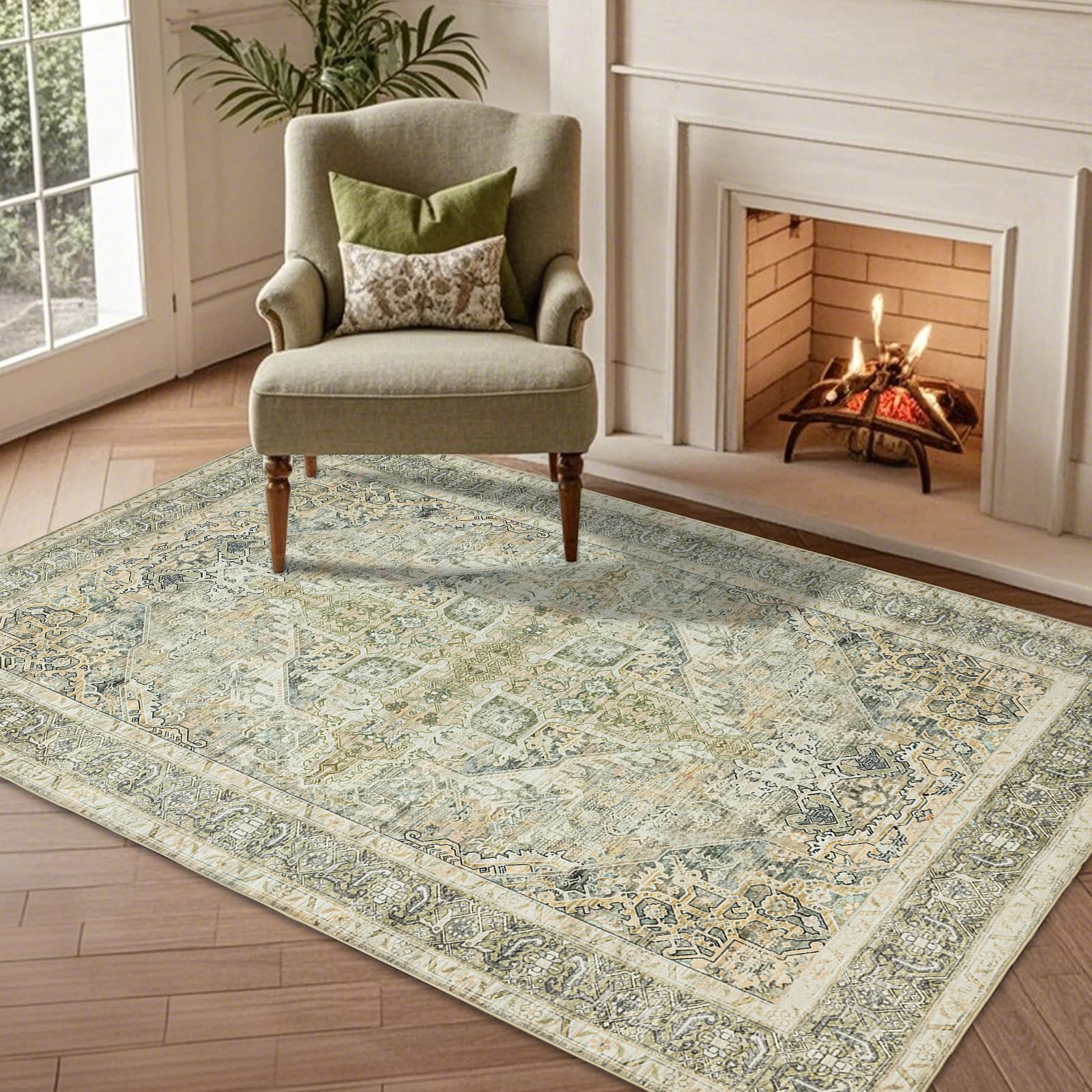 Amazon.com: Brevonox Washable Area Rug 5x7: Machine Washable Rugs ...