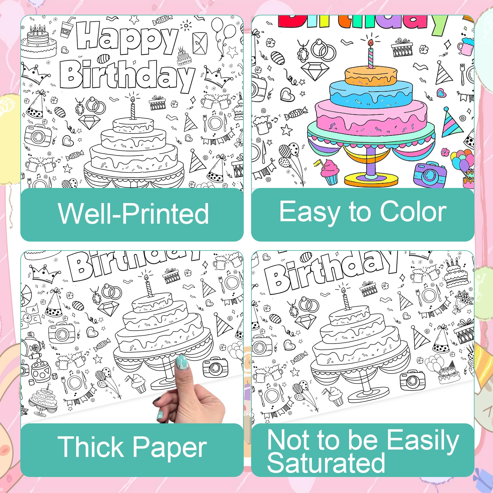 Snapklik.com : Happy Birthday Coloring Poster, Giant Coloring Poster ...