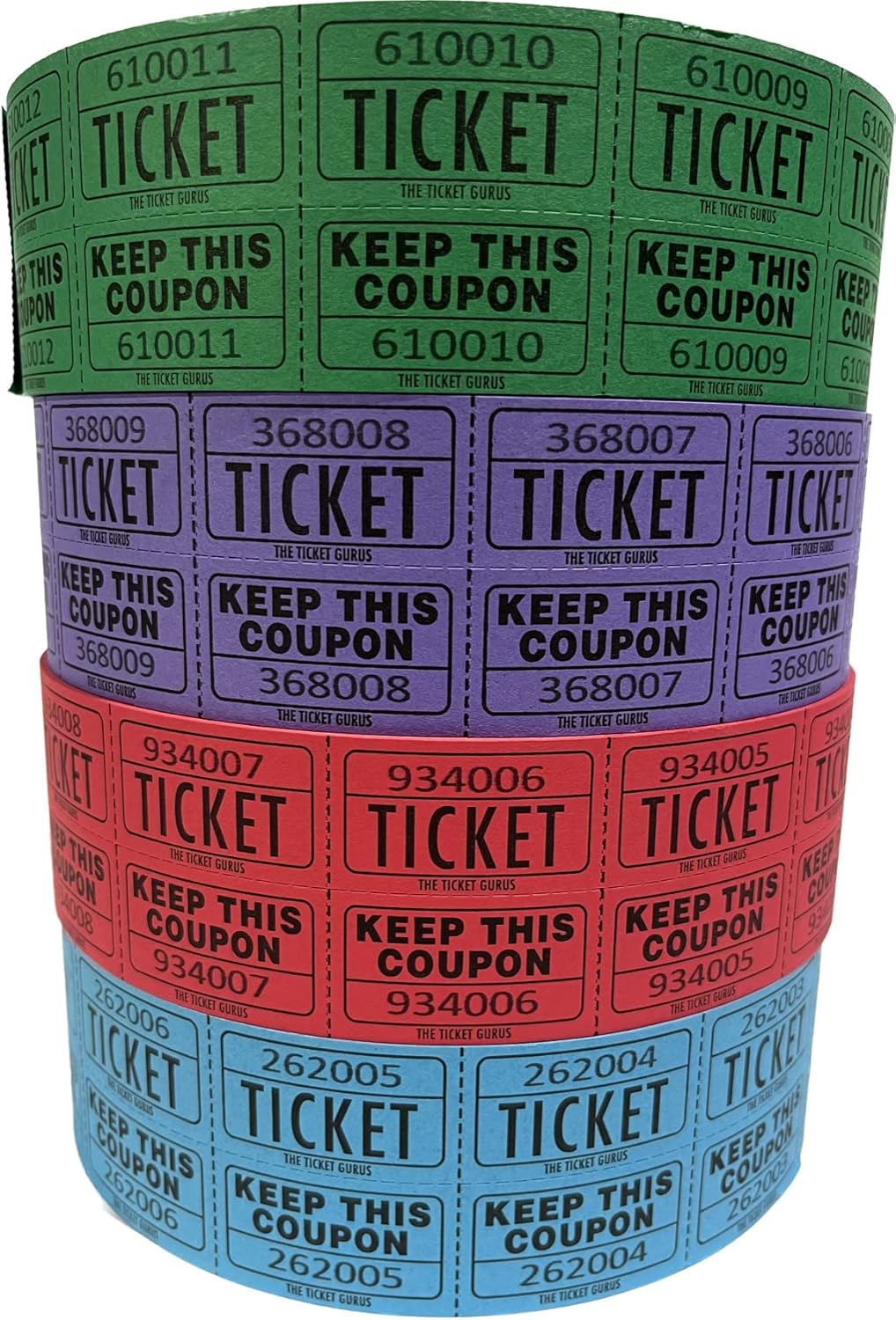 Amazon.com : The Ticket Gurus Raffle Tickets - (4 Rolls of 2000 Double ...