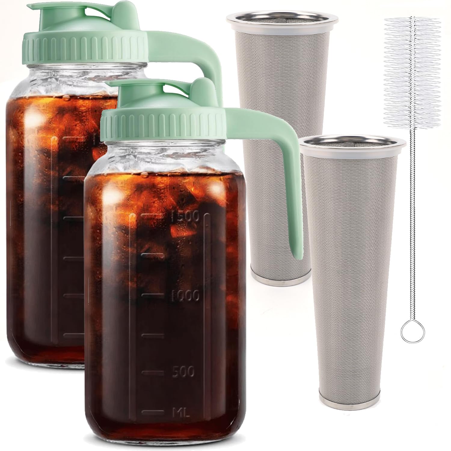 Amazon.com: Fermus Set of 2 Cold Brew Coffee Maker, 64oz / 2Quart Glass ...