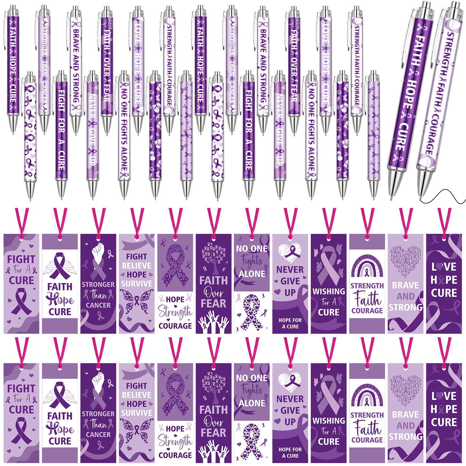 Amazon.com: Motiskyy 48 Pcs Purple Ribbon Awareness Accessories ...