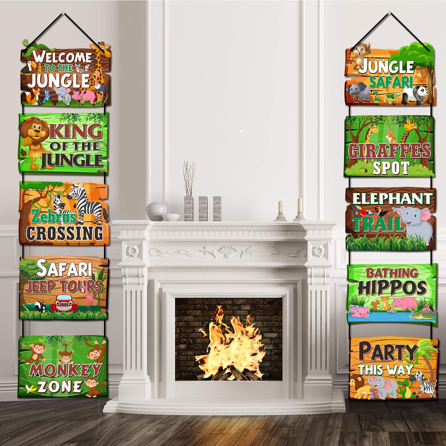 Wild One 10 Pieces Safari Jungle Animal Signs Party Signs Wild Animal ...