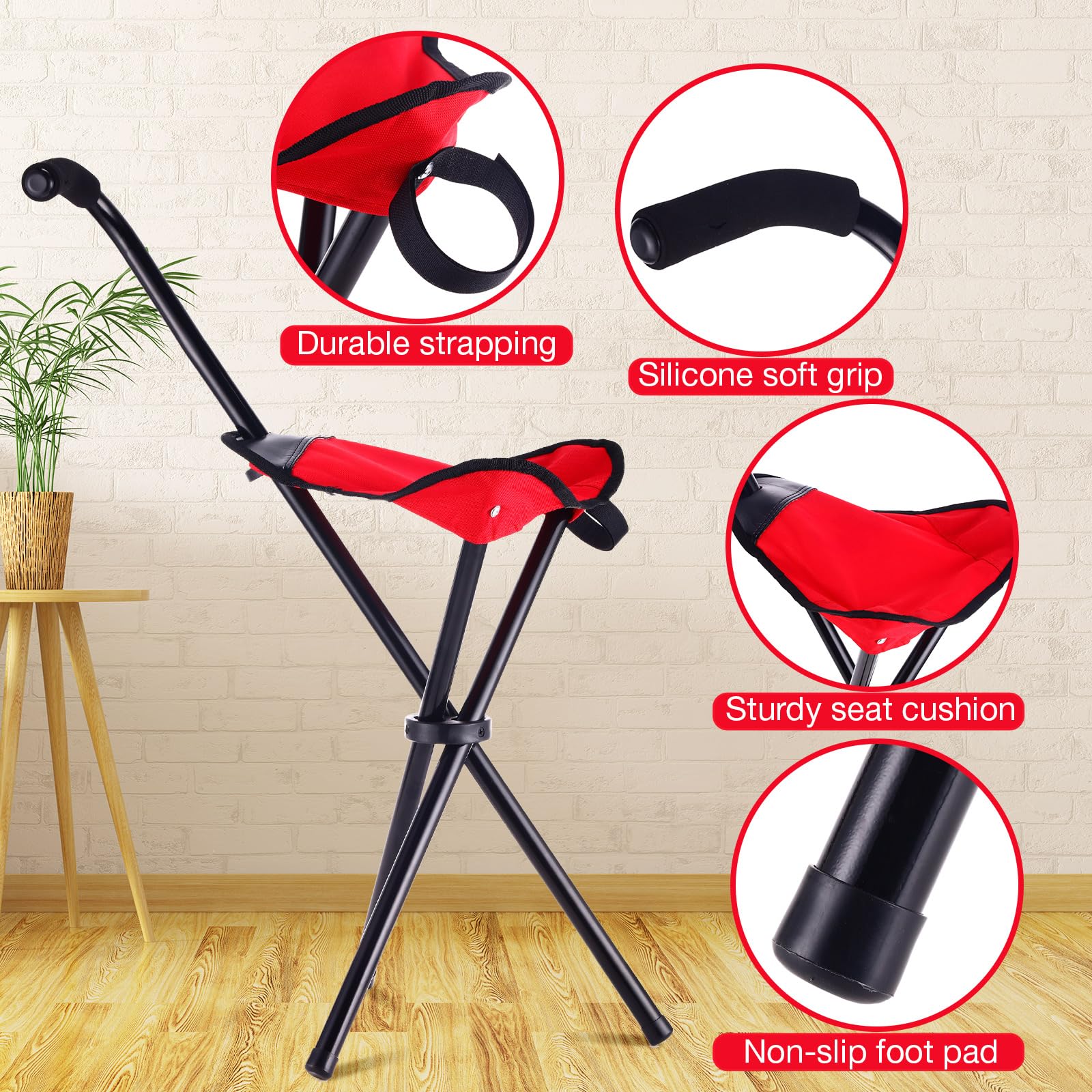 Menkxi 2 Pieces Walking Cane Seat Walking Cane for Balance with Chair ...