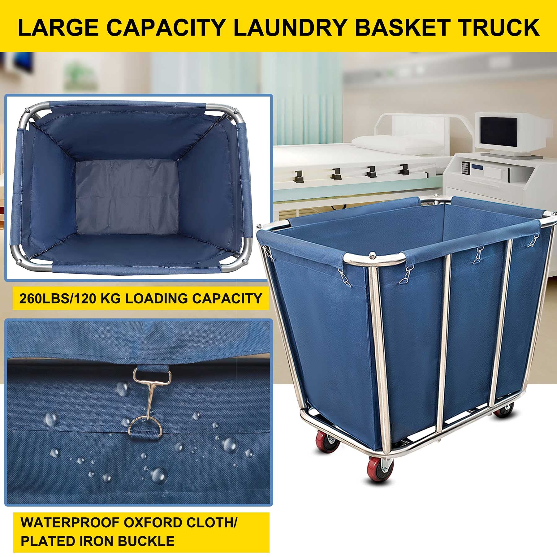 Graywlof Commercial Laundry Cart,10 Bushel (350L) Large Industrial ...