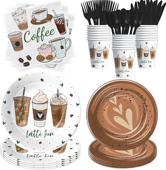 Amazon.com: APOWBLS Coffee Party Decorations Tableware - Latte Fun ...