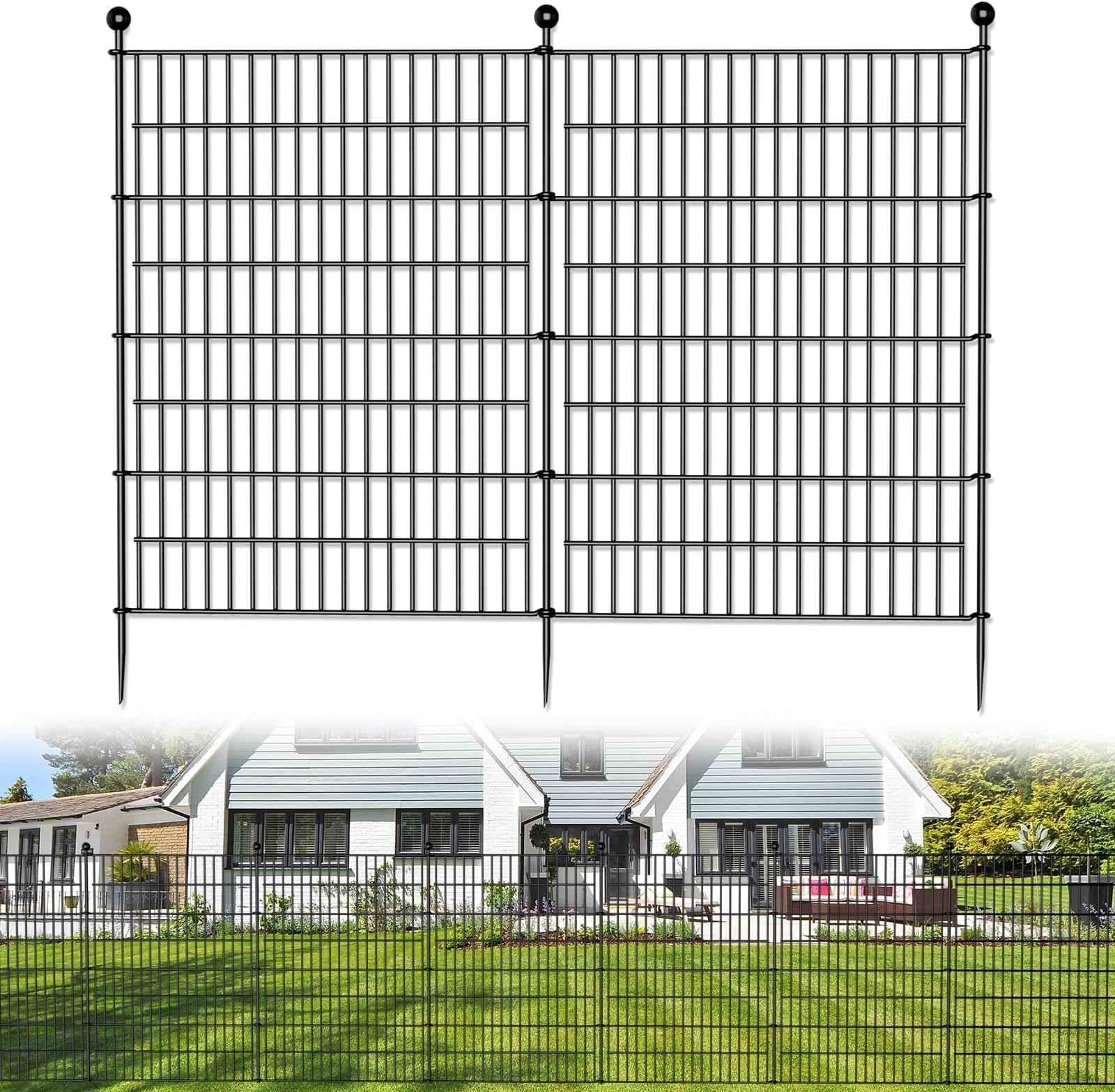 Amazon.com : XCEL Fence ® Black Steel Anti-Rust Fence Panel - Sharp End ...