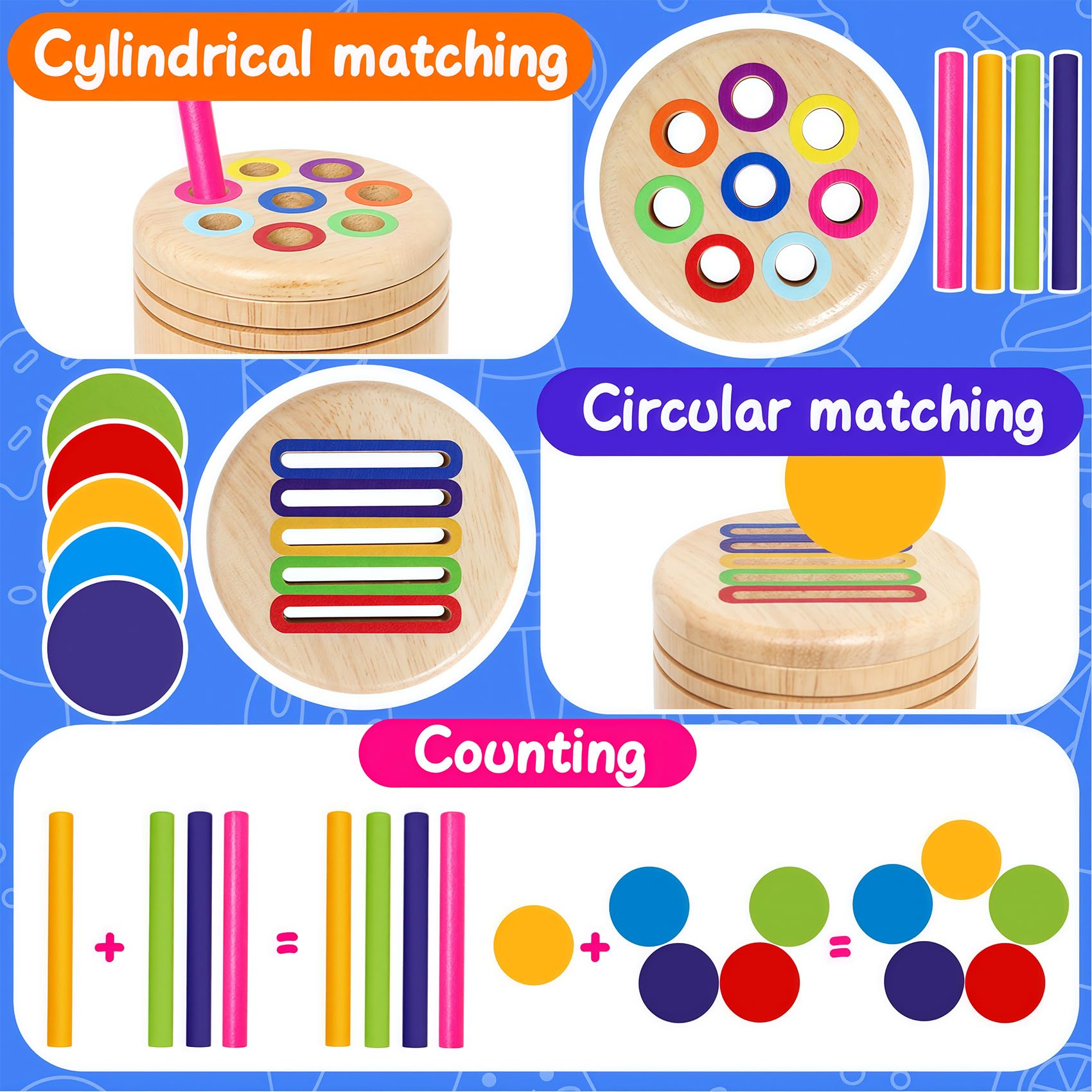 Snapklik.com : Wooden Sorting Toy Montessori Color & Shape Sorter Class ...