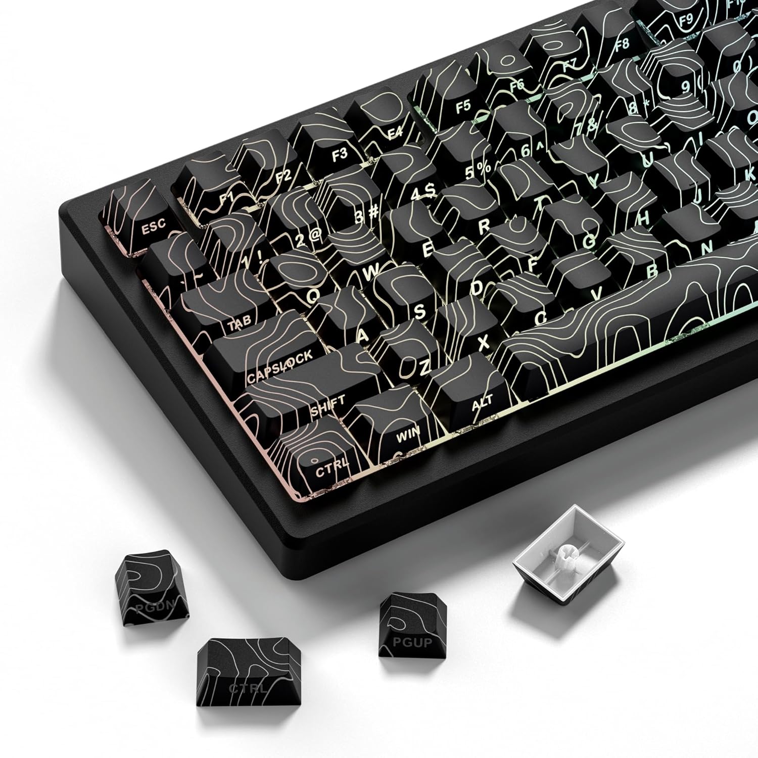 Amazon.com: Double Shot PBT Keyboard keycaps Set,Black Topographic ...