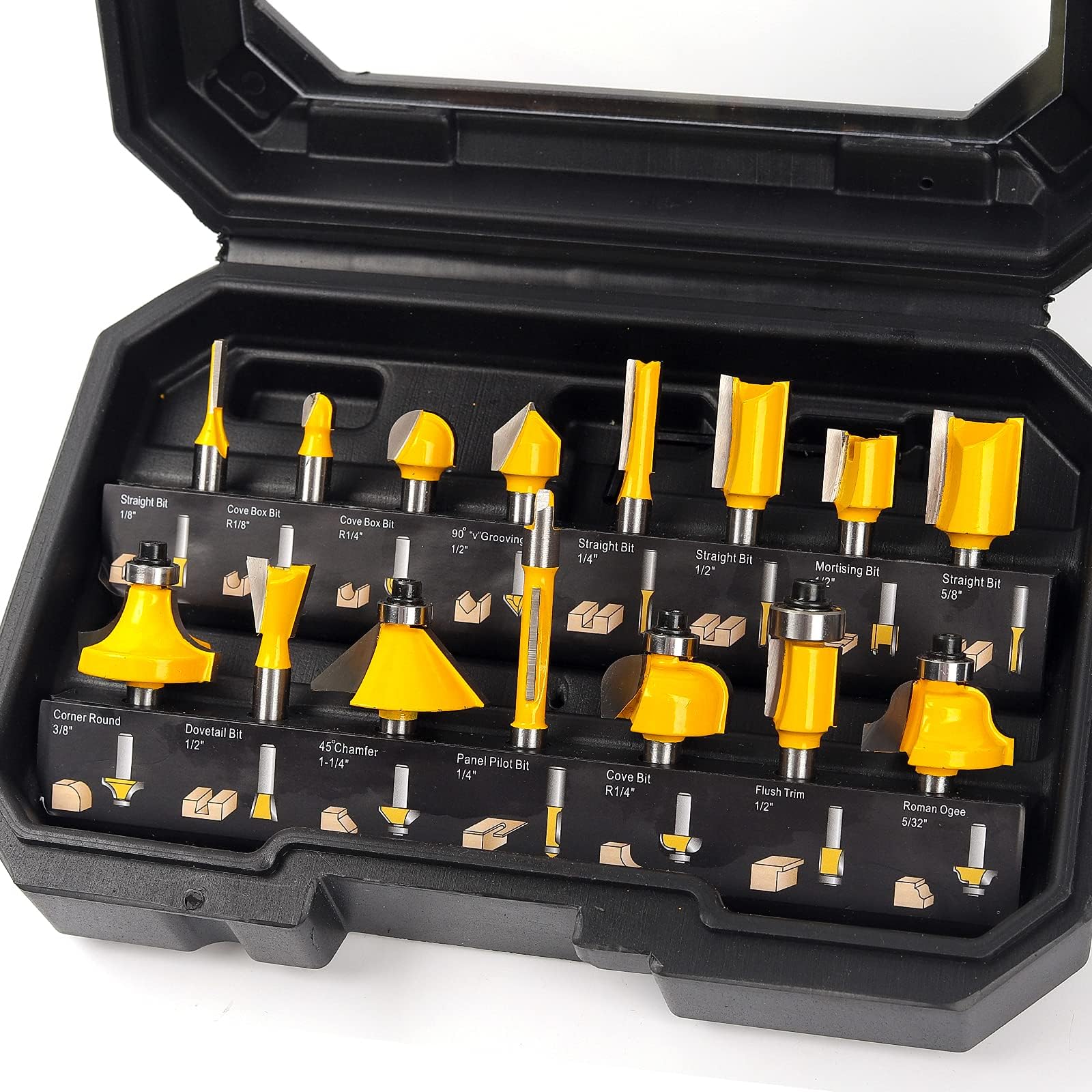 24-Piece Router Bit Set - Wood Routers Kit with 0.25-Inch Shank and ...