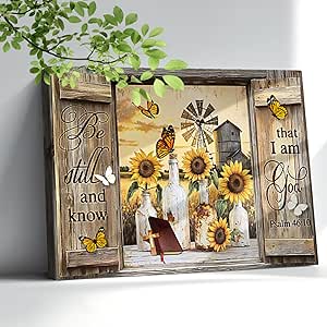 Amazon.com: Sunflower Wall Art Barn Pictures Wall Decor Farmhouse Be ...