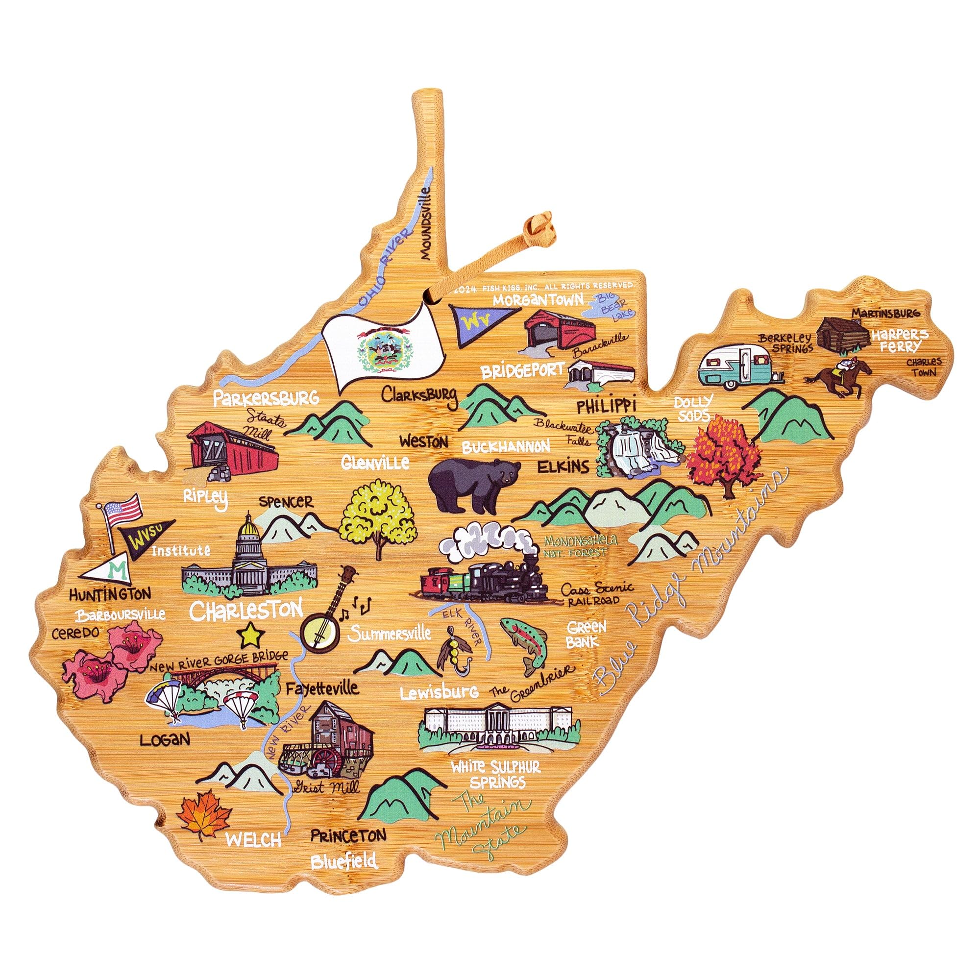 Amazon.com | Totally Bamboo West Virginia State Shaped Cutting Board ...