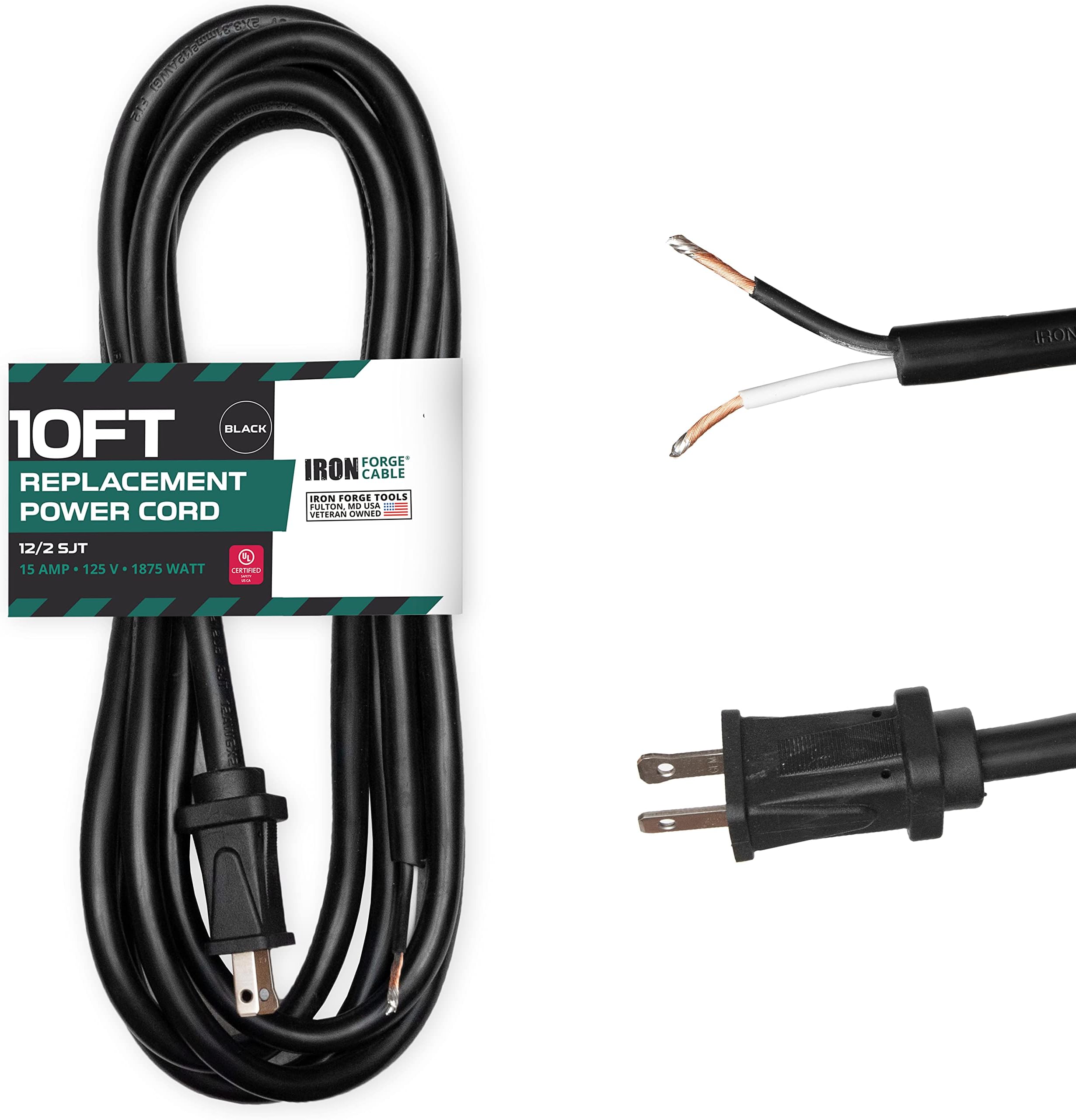 Amazon.com: Lone Star 12 AWG Replacement Power Cord with Open End - 10 ...