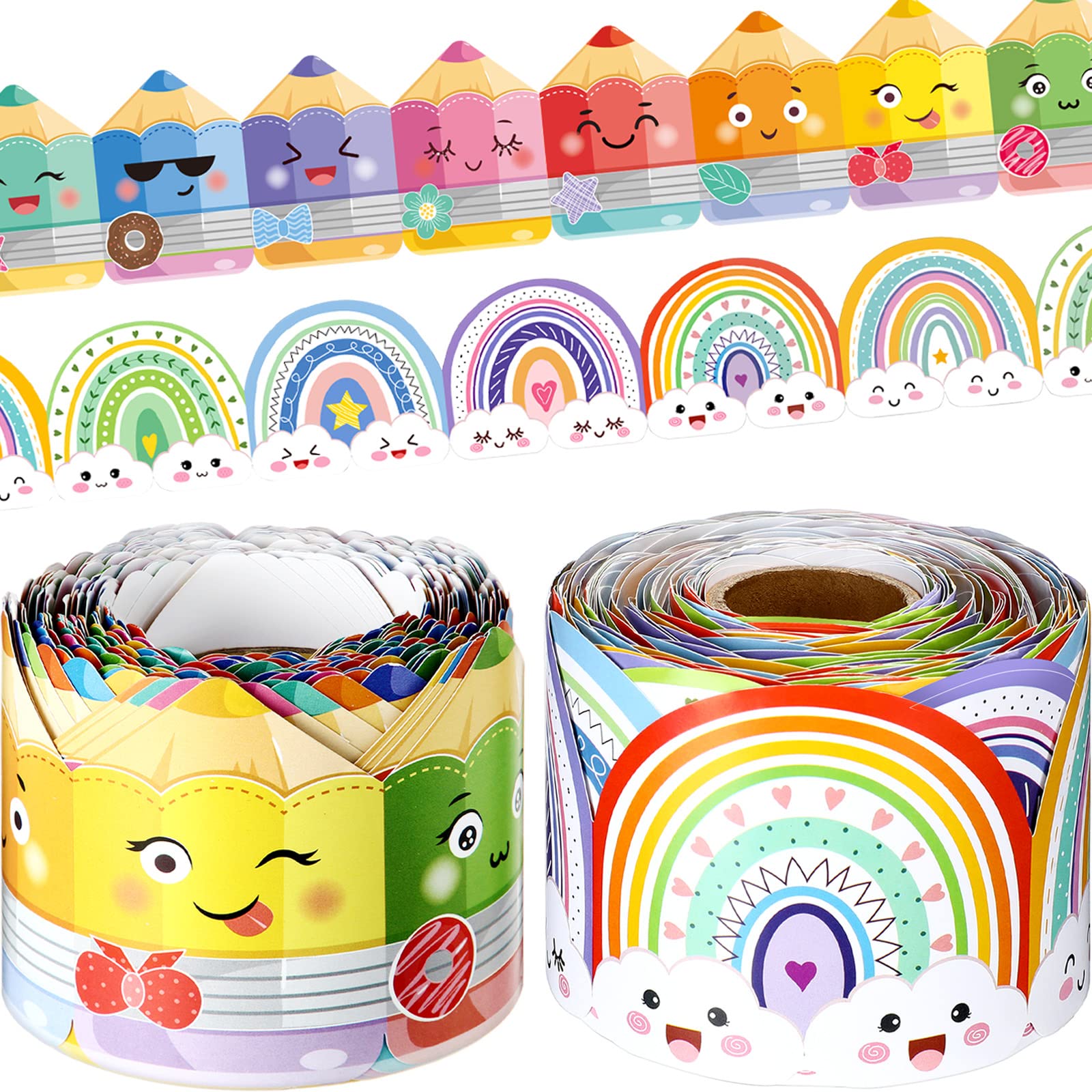 Buy 2 Rolls 131 Ft Burlap Straight Bulletin Board Borders Rainbows ...