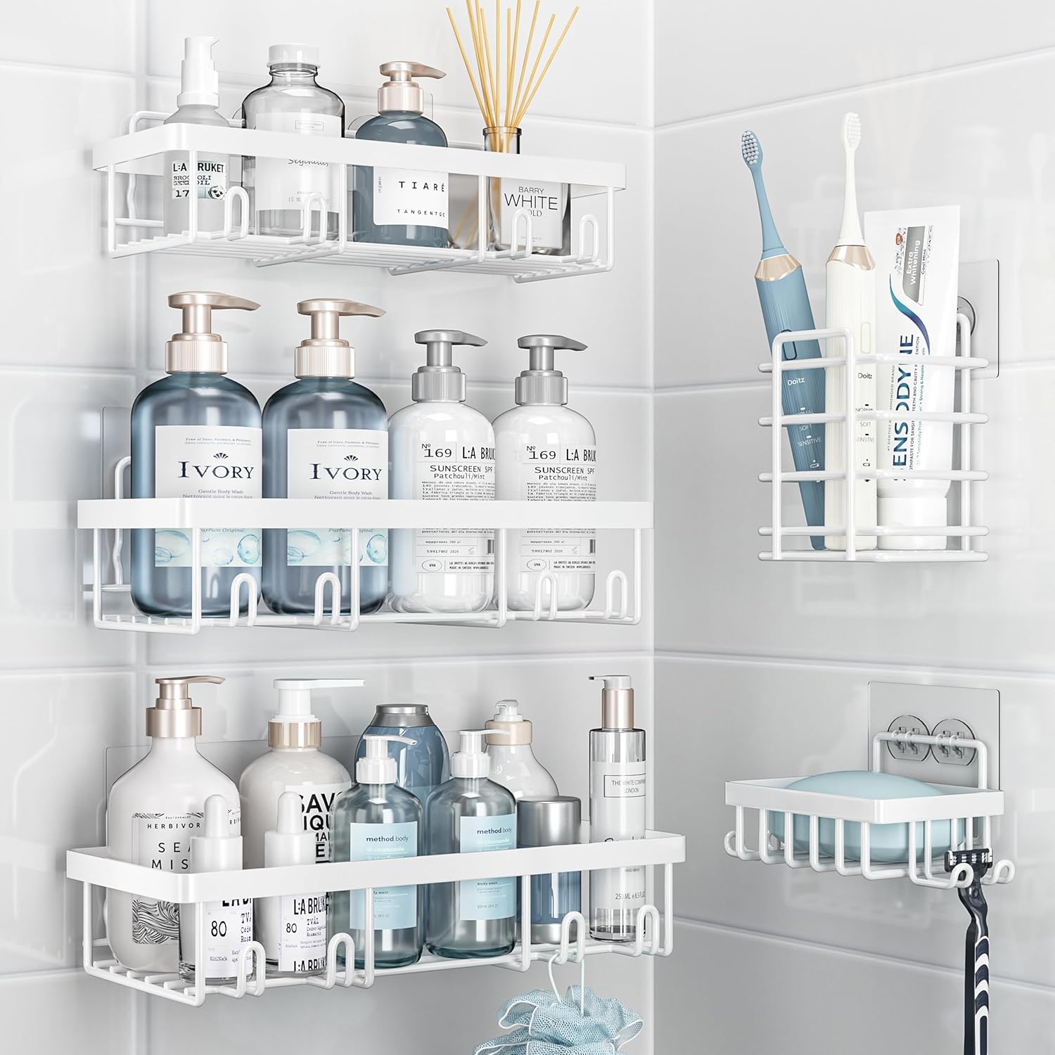 Amazon.com: Liuoud 5 Pack Shower Caddy Organizer Rack Shelf for Inside ...