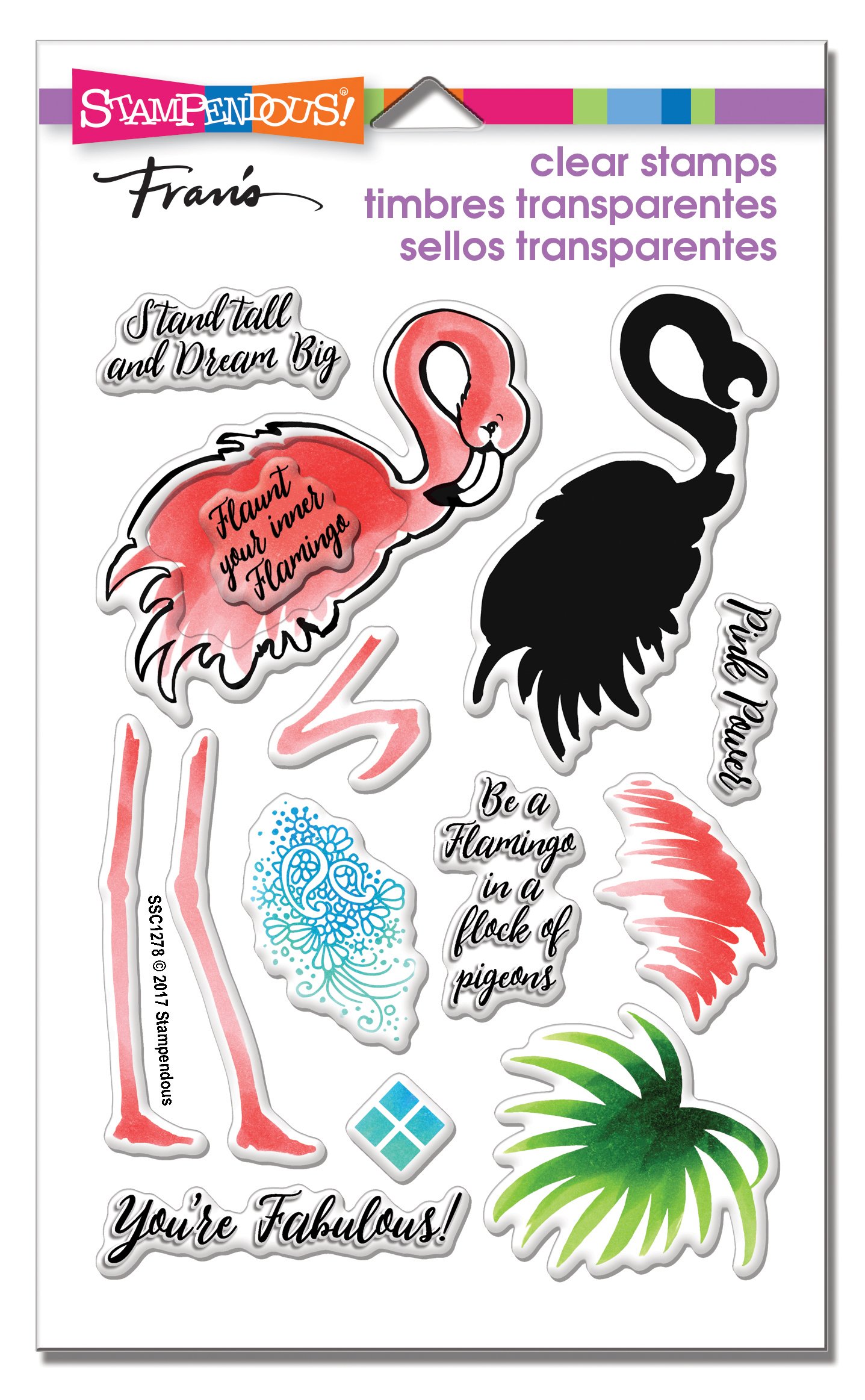 Amazon.com: Stampendous SSC1278 Flamingo Messages Clear Stamp Set ...