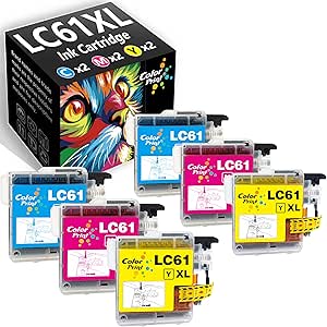 Amazon.com: COLOR PRINT Compatible LC 61 Cartridge Replacement for Brother LC61 LC61XL LC65 for ...