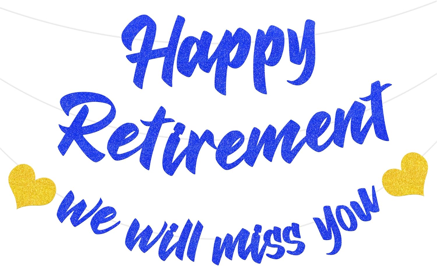 Amazon.com: Pre-Strung Happy Retirement Banner & We Will Miss You ...