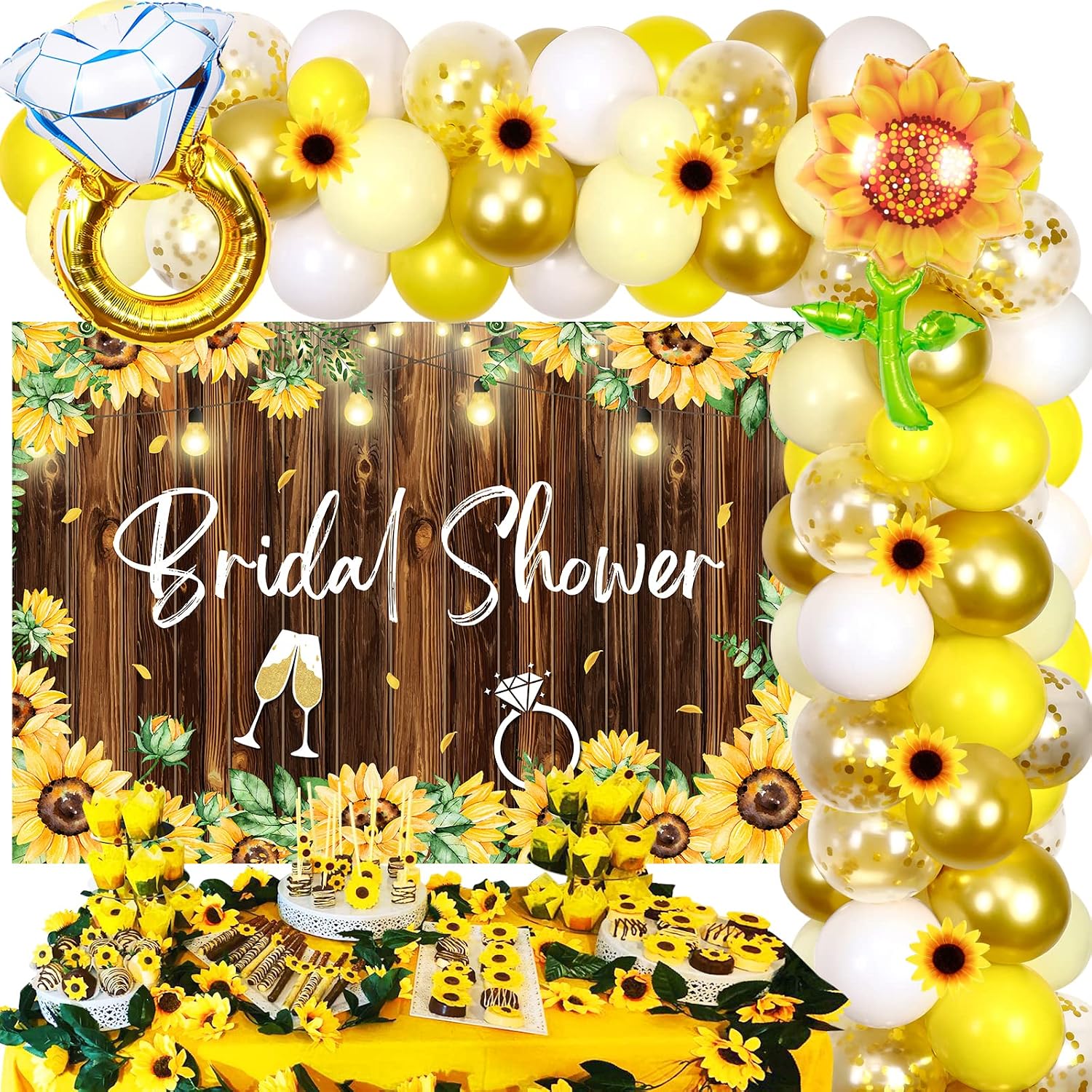 Amazon.com: Yellow Sunflower Balloon Garland Arch Kit, Sunflower Bridal ...