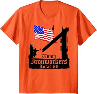 Amazon.com: Union Ironworkers Local 86 Seattle American Flag Tee ...