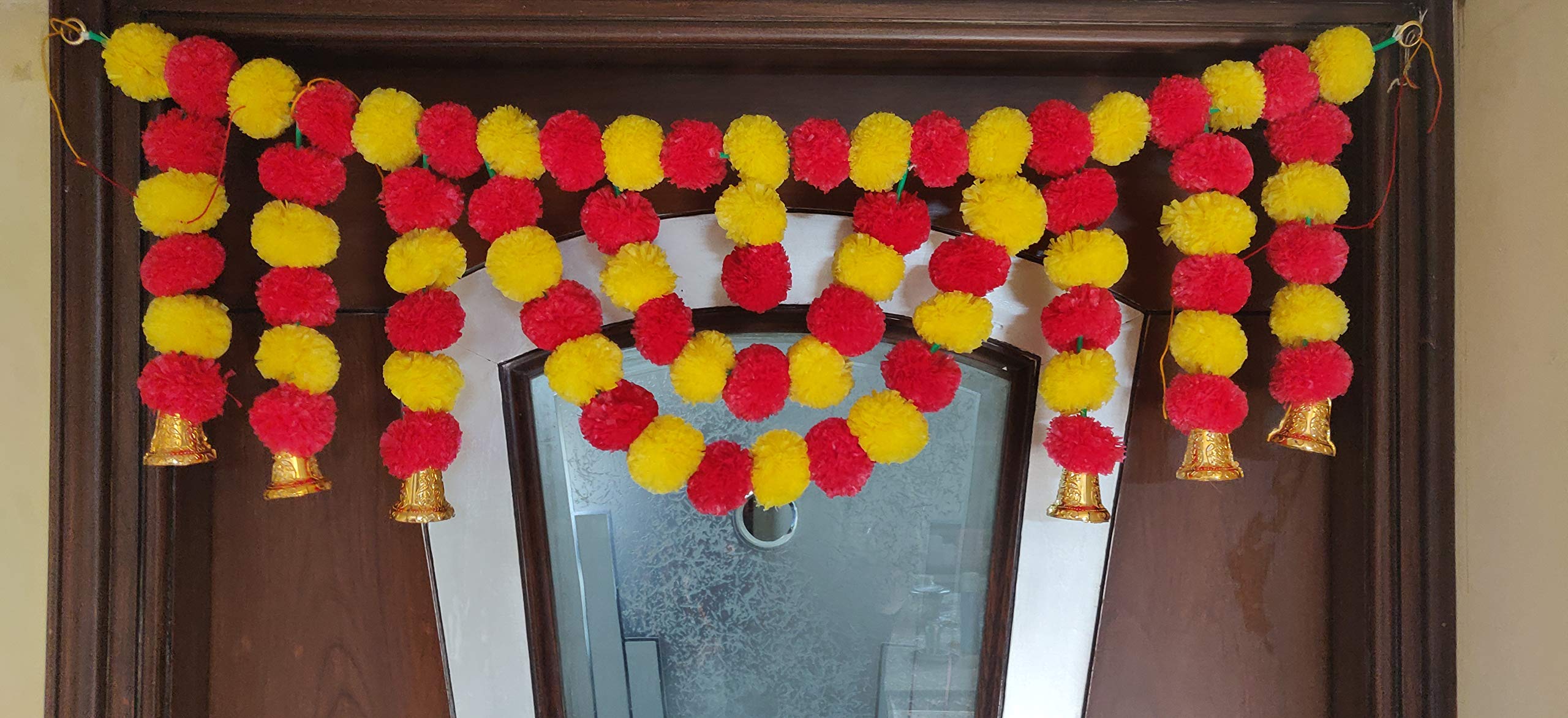 Buy CraftVatika Toran for Main Door Marigold Fluffy Flowers Garlands ...