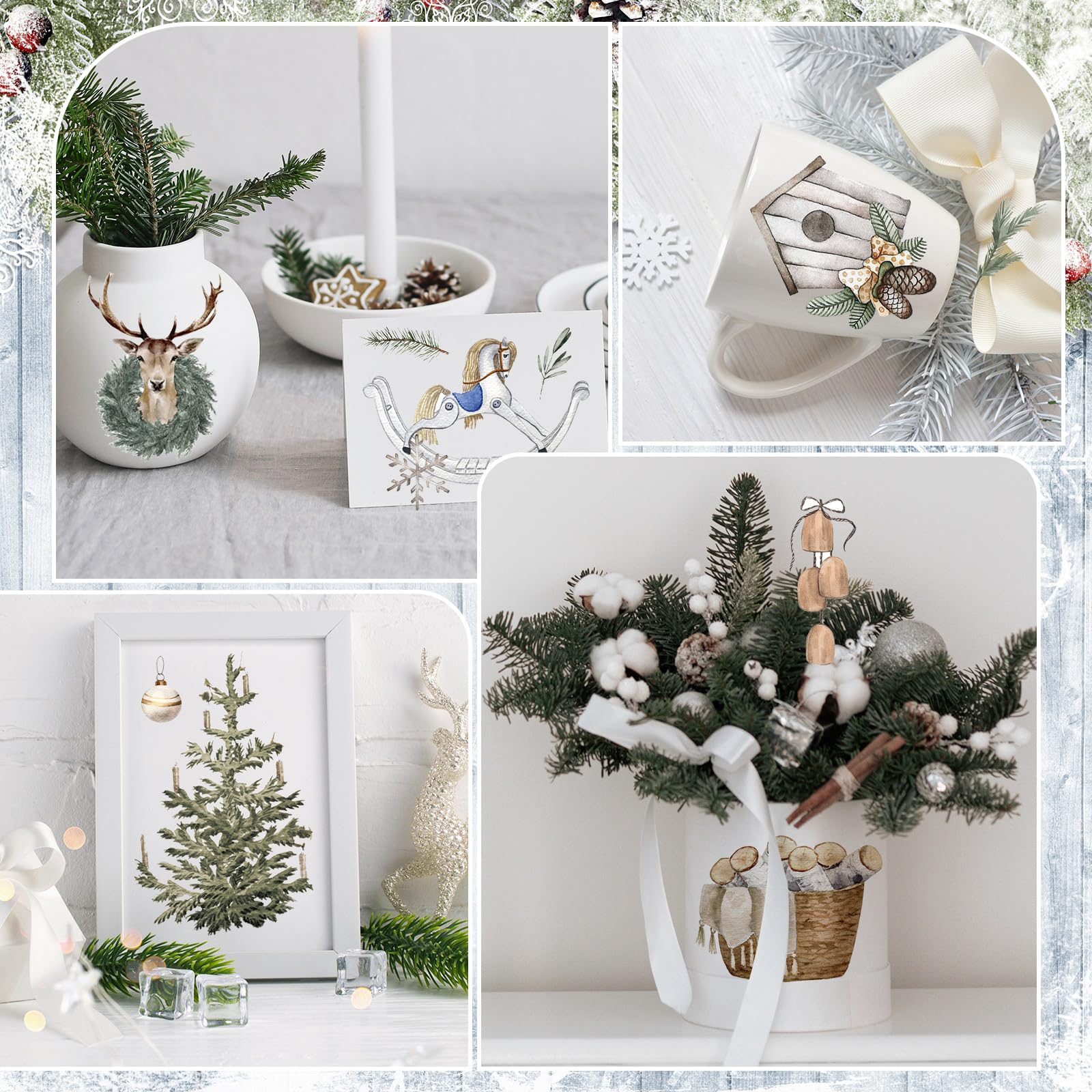Snapklik.com : 16 Sheets Rustic Christmas Rub On Transfers For Crafts ...