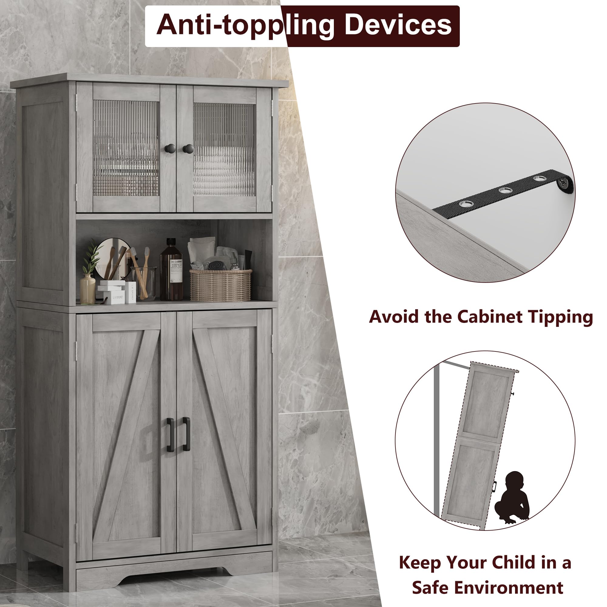 GAOMON Kitchen Pantry Storage Cabinet with Doors and Shelves, 50.4 ...