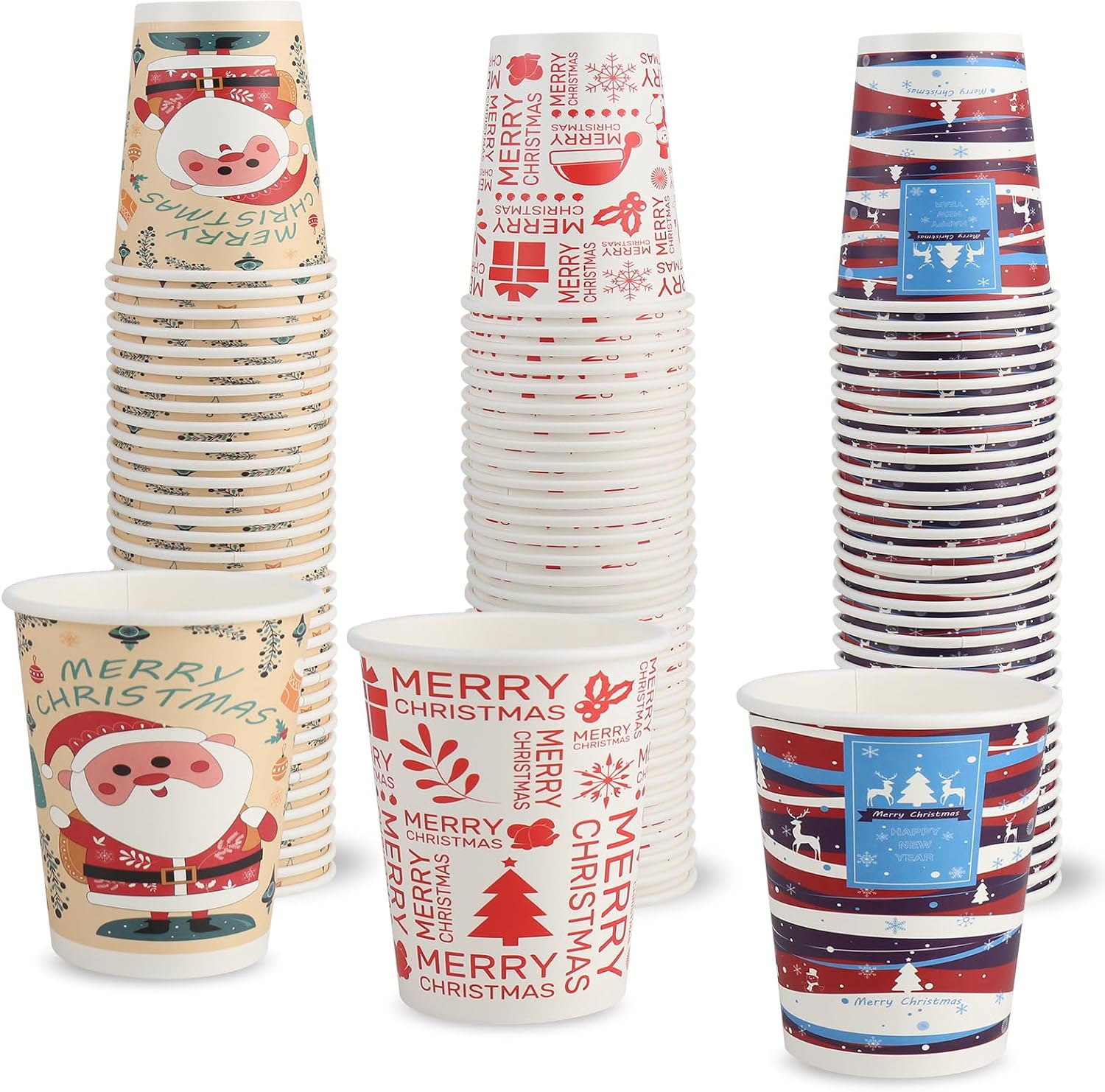 Amazon.com: Richboom Christmas Cups, 100 Count 8 oz Disposable ...