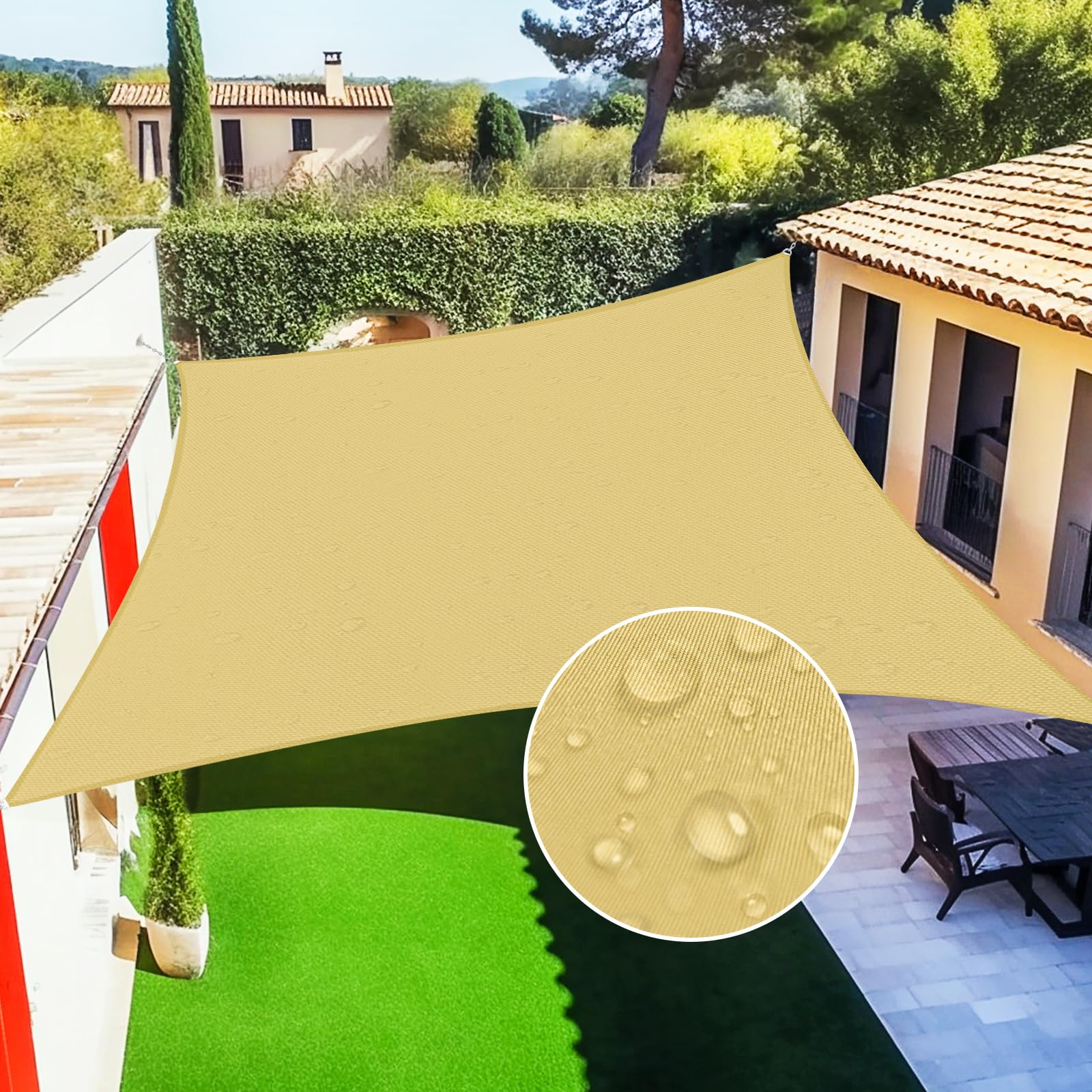 Snapklik.com : Waterproof Sun Shade Sail 10 X 10 Sand Square Shade ...