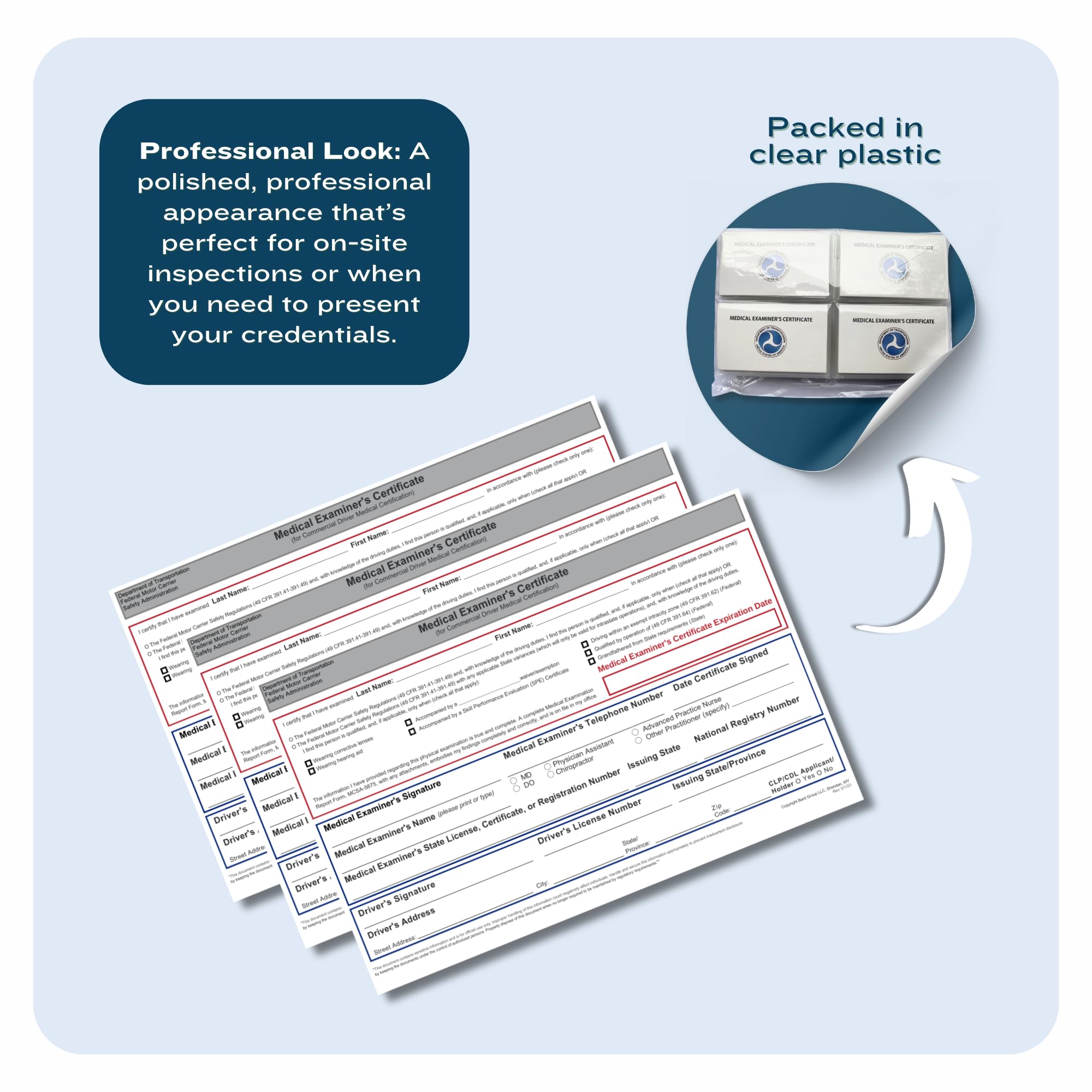 Medical Examiners Certificate Medical Id Card 2028 DOT FMCSA Medical