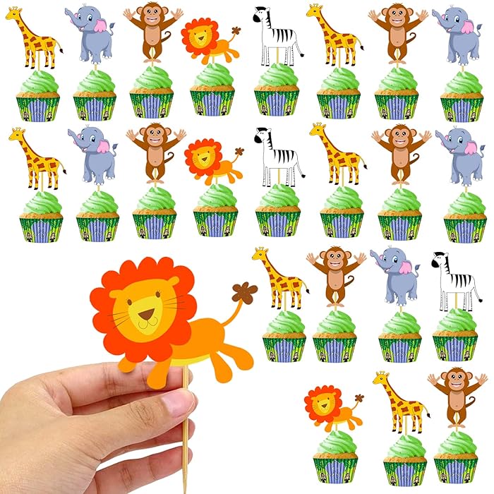 Buy Party Propz Animal Cake Topper - 25Pcs Jungle Theme Cake Topper For ...